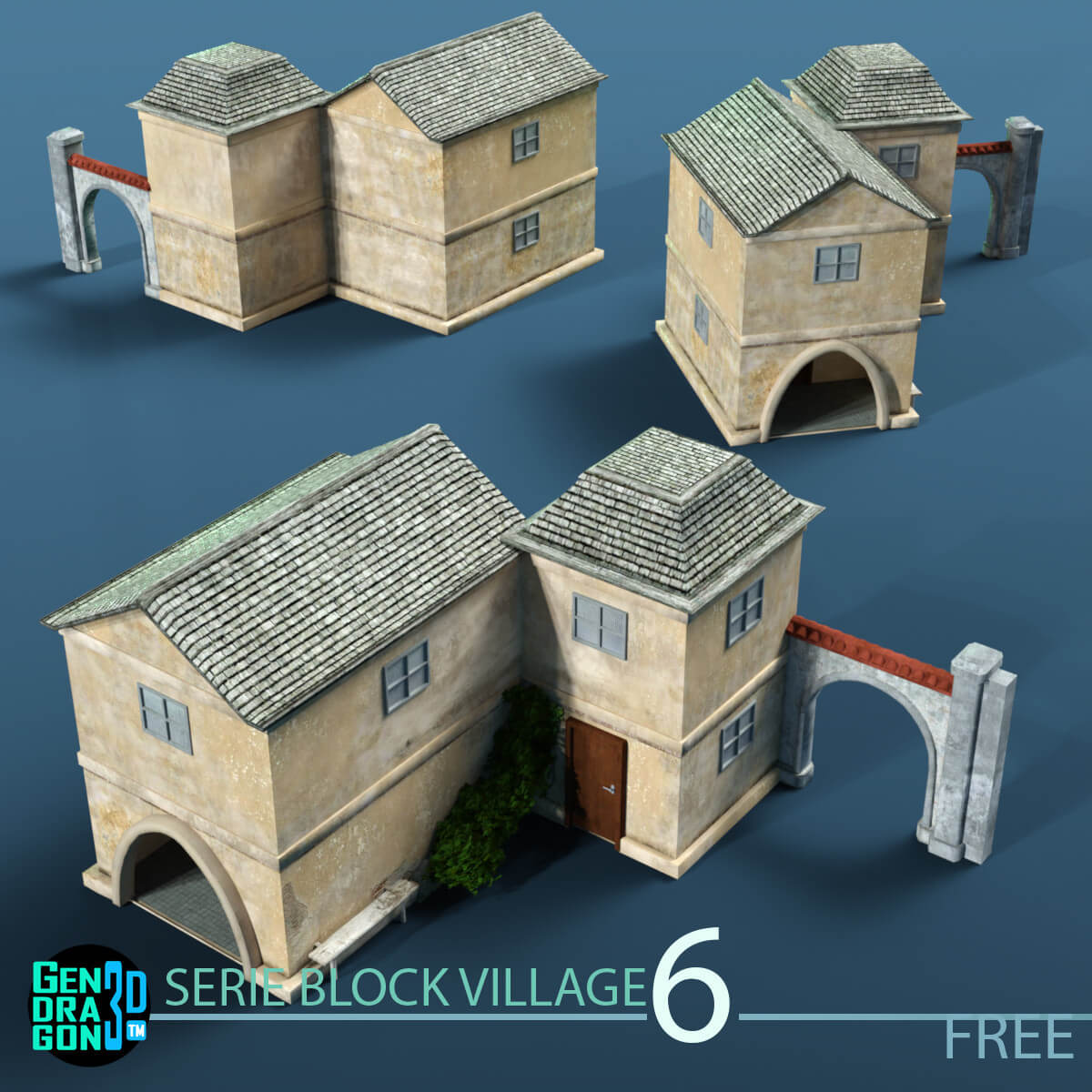 Serie Block Village - 6 3D Render, Digital Art by gendragon3d