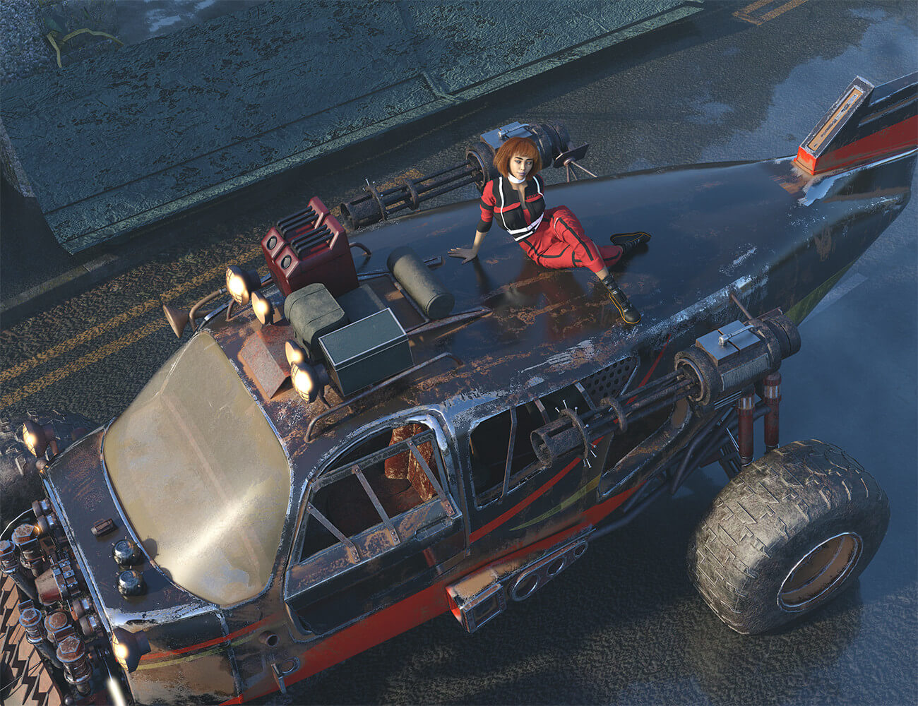 Soleil Shun - Flooding 3D Render, Digital Art by gendragon3d