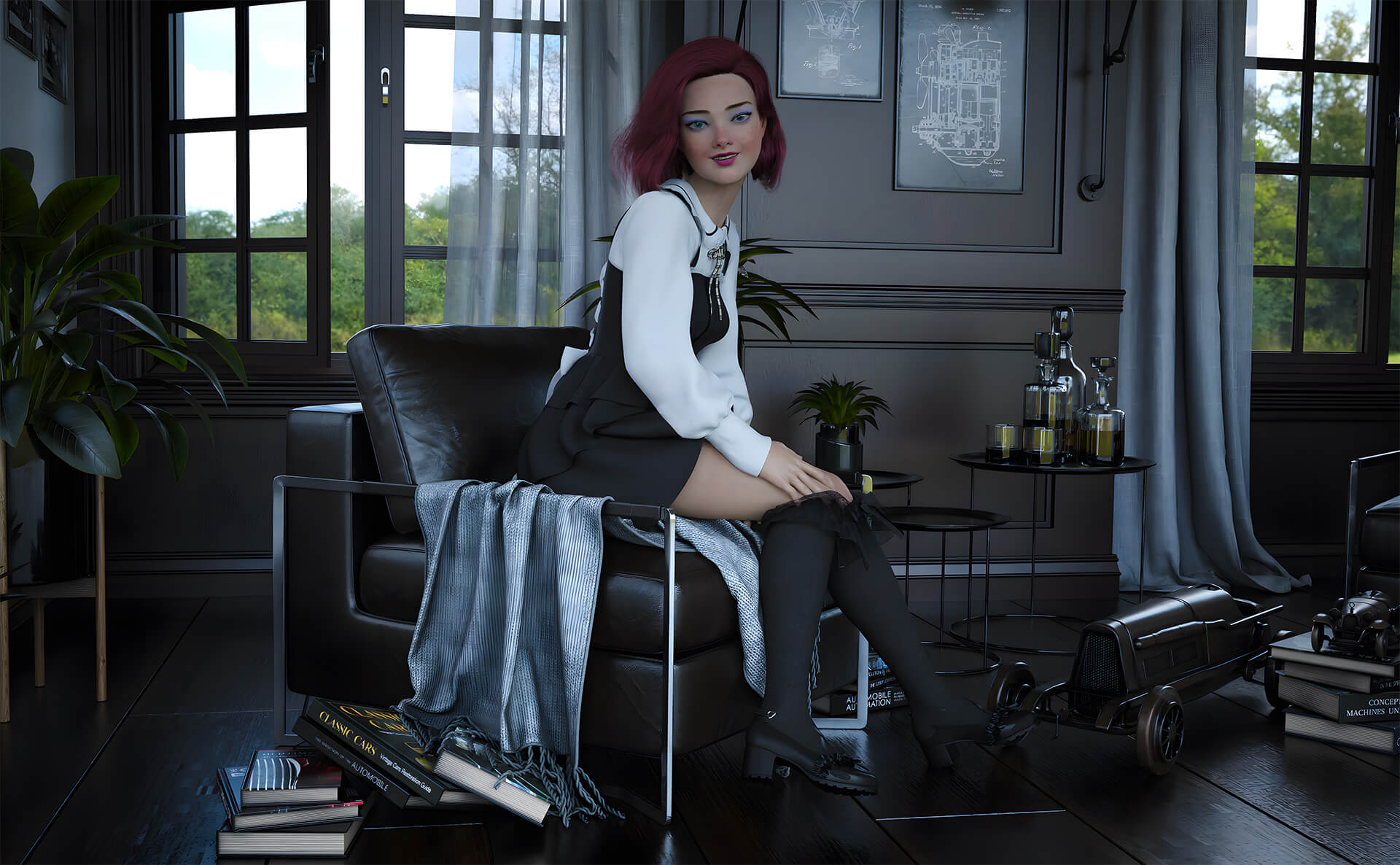 Sophie - Time to relax 3D Render, Digital Art by gendragon3d