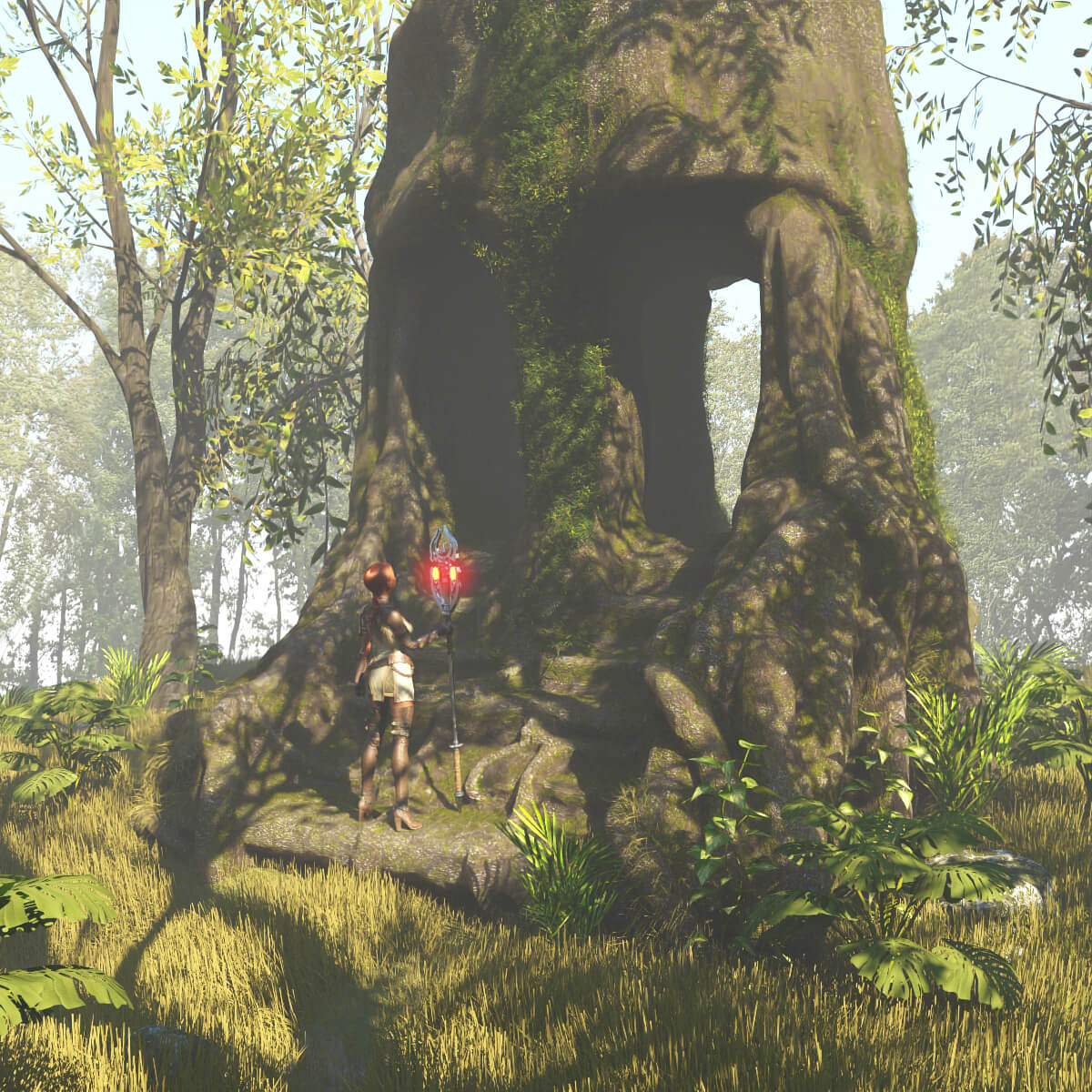 Temple Of Trees 3D Render, Digital Art by gendragon3d