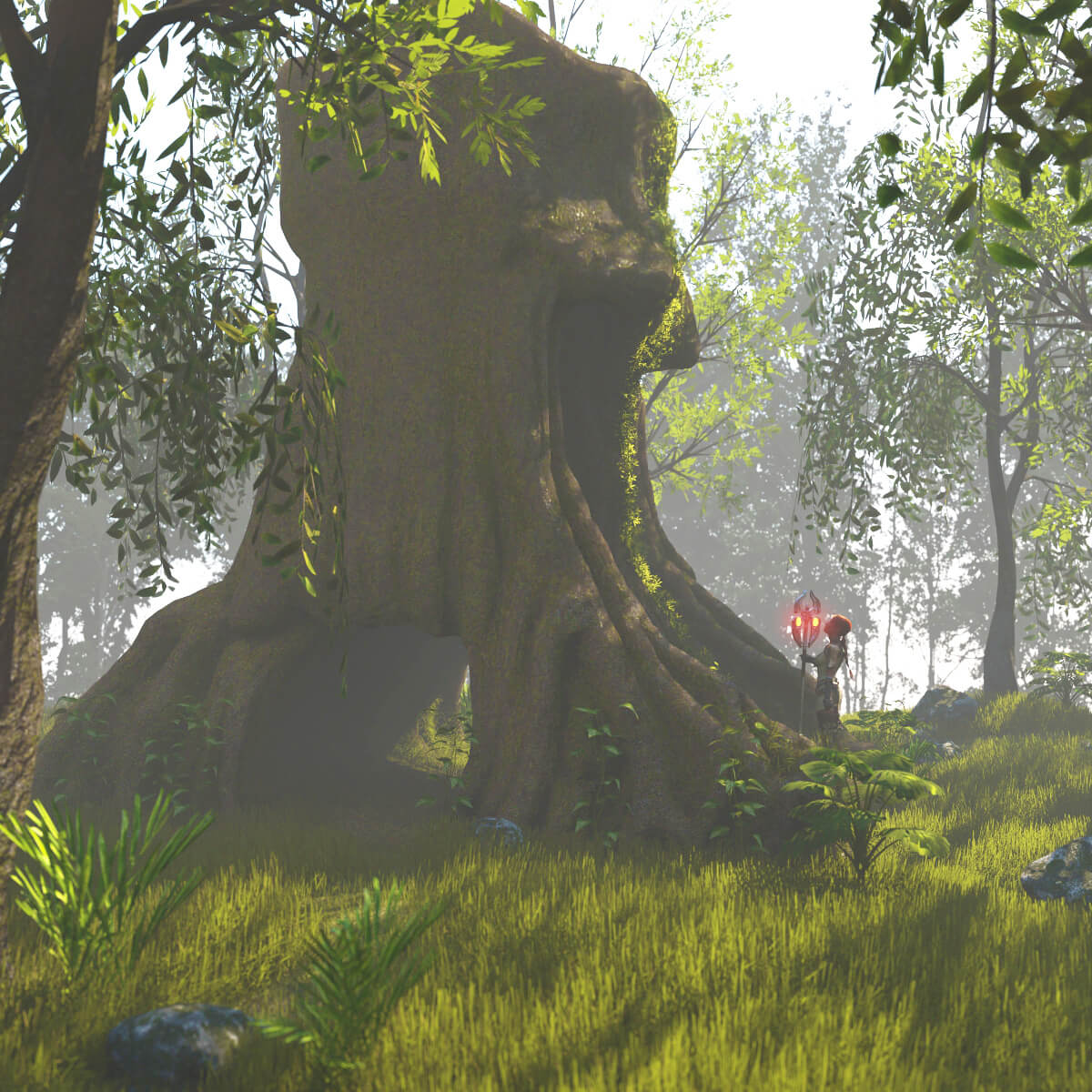 Temple Of Trees 3D Render, Digital Art by gendragon3d