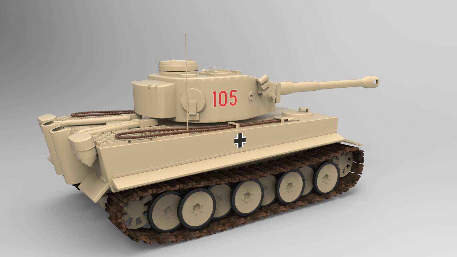 Panzerkampfwagen Tiger Aus. E 3D Render, Digital Art by gerardo
