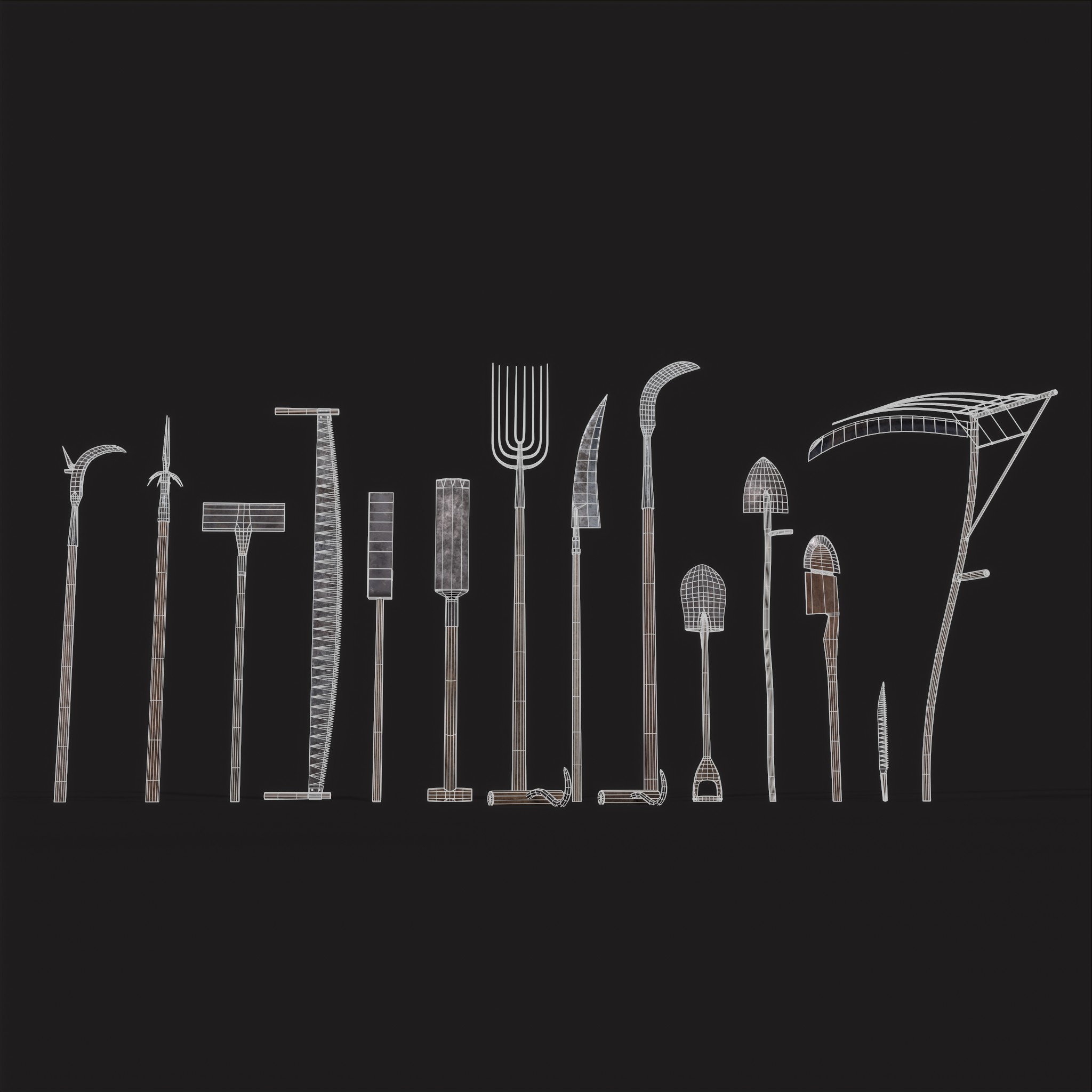 15 Medieval Farmers Tools Pack - 3D Model by Get Dead Entertainment