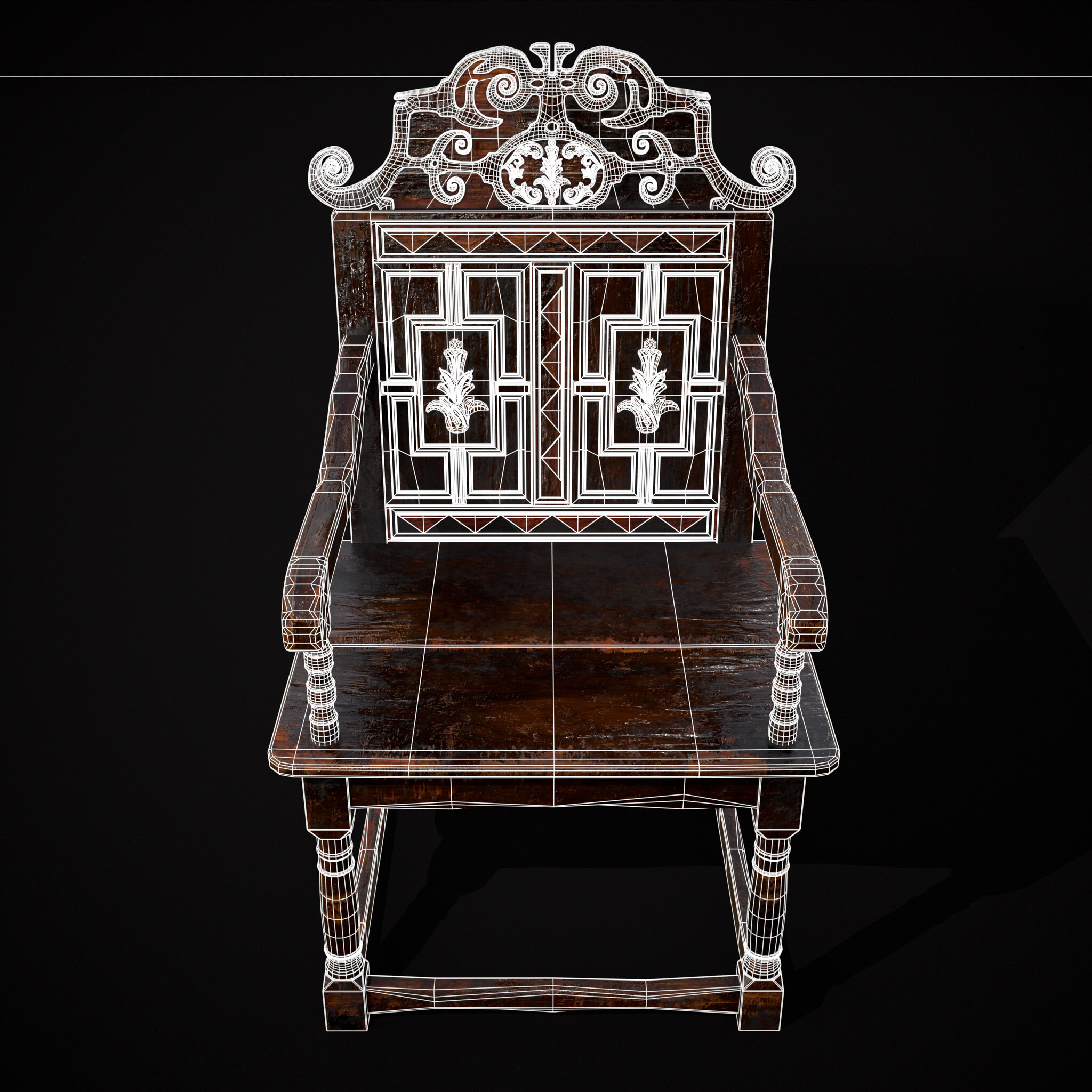 Antique Carved Chair - 3D Model by Get Dead Entertainment