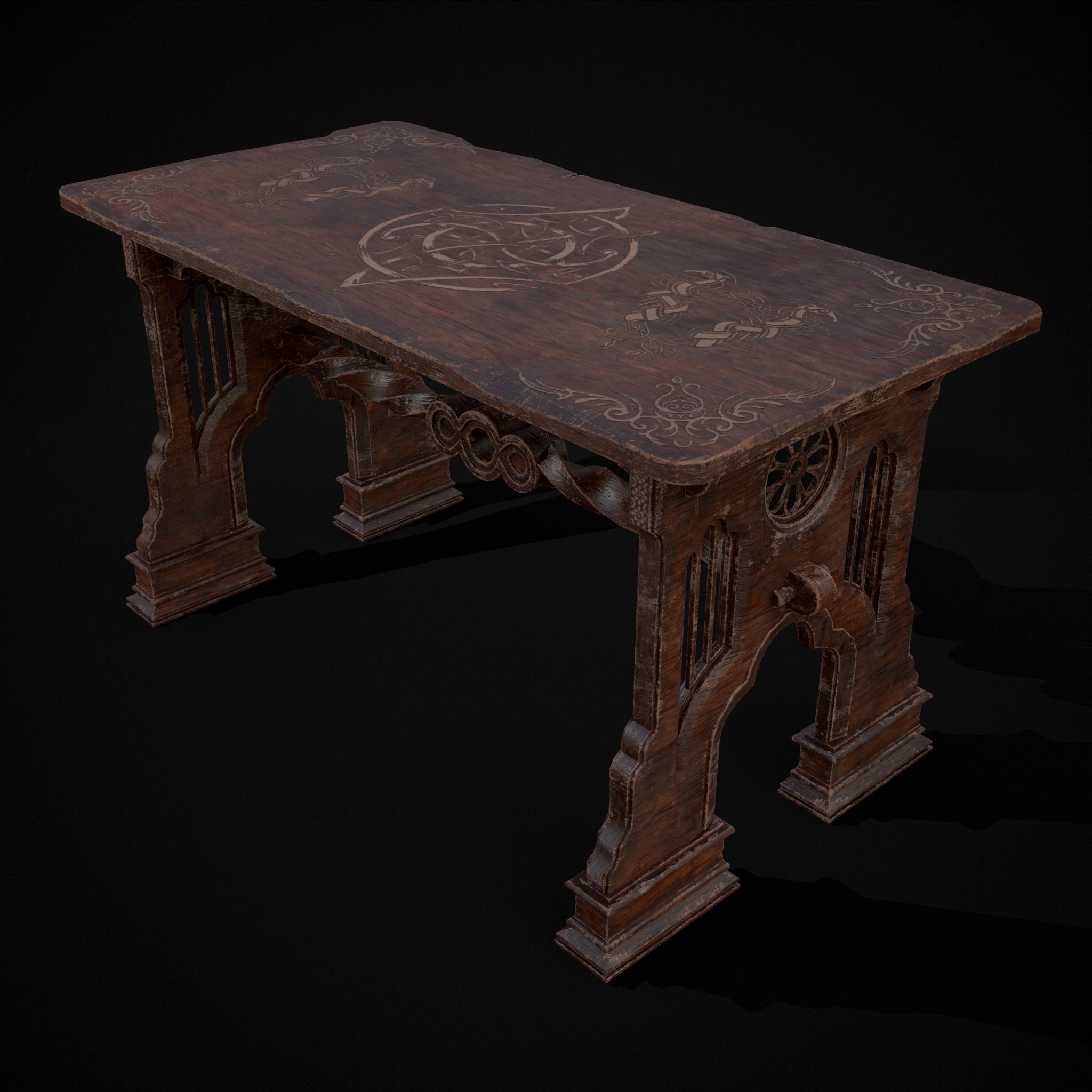 Antique Mahogany Gothic Writing Desk - 3D Model by Get Dead Entertainment
