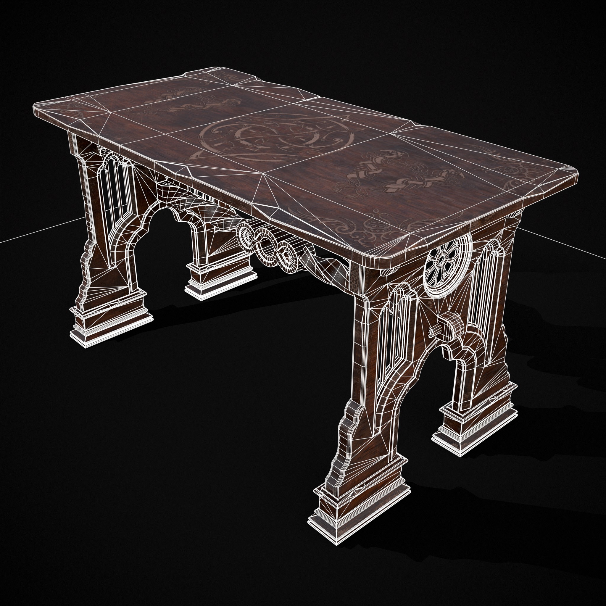 Antique Mahogany Gothic Writing Desk - 3D Model by Get Dead Entertainment