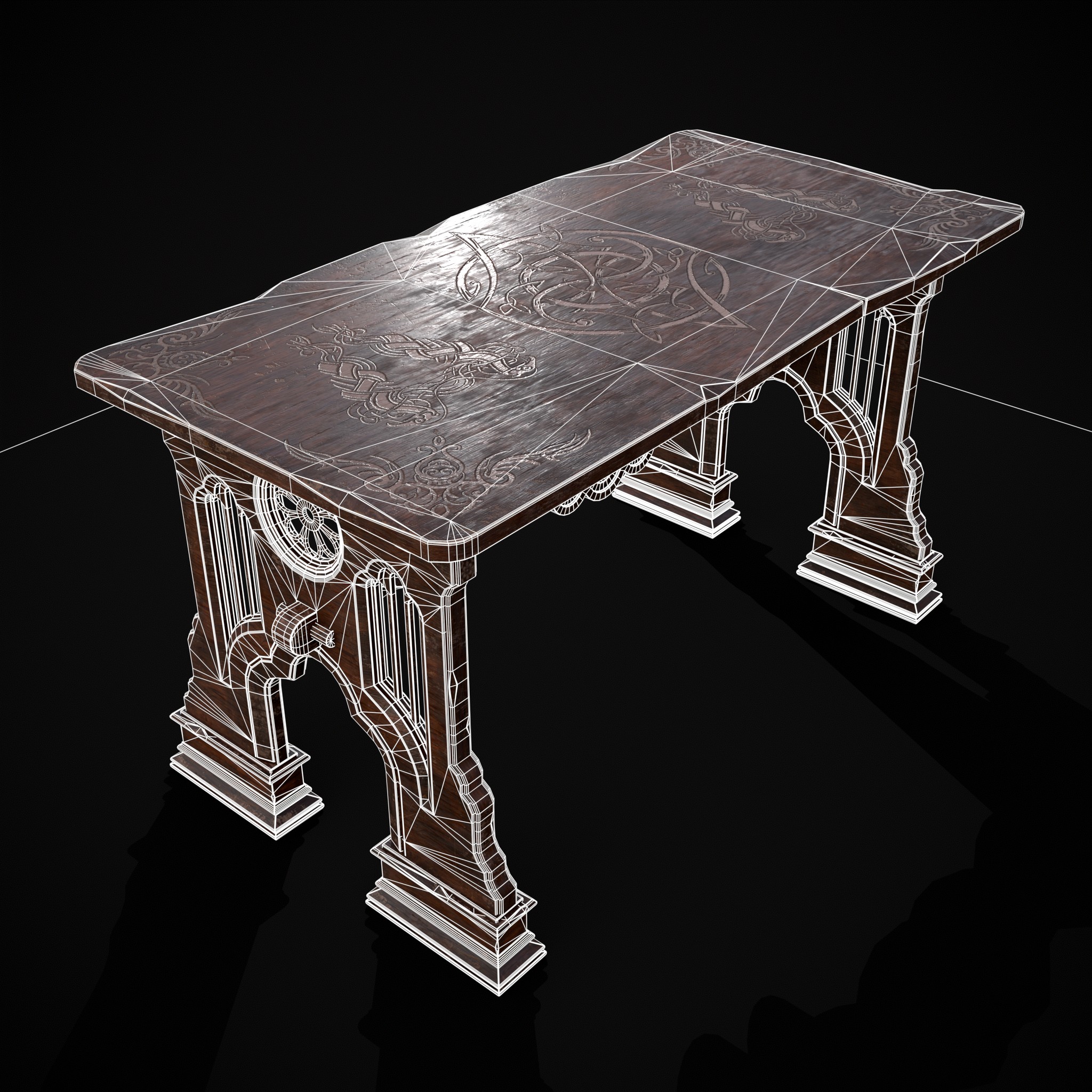 Antique Mahogany Gothic Writing Desk - 3D Model by Get Dead Entertainment