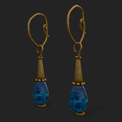 Blue Calcite Hanging Earrings - 3D Model by Get Dead Entertainment