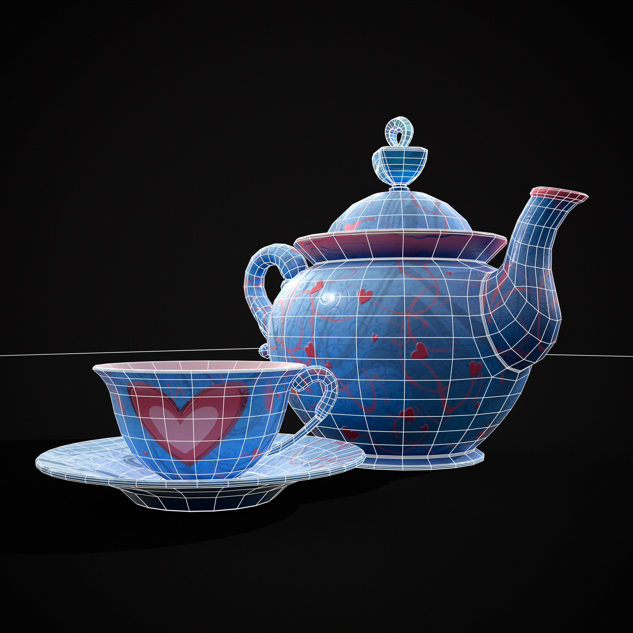 Blue Valentines Tea Set - 3D Model by Get Dead Entertainment