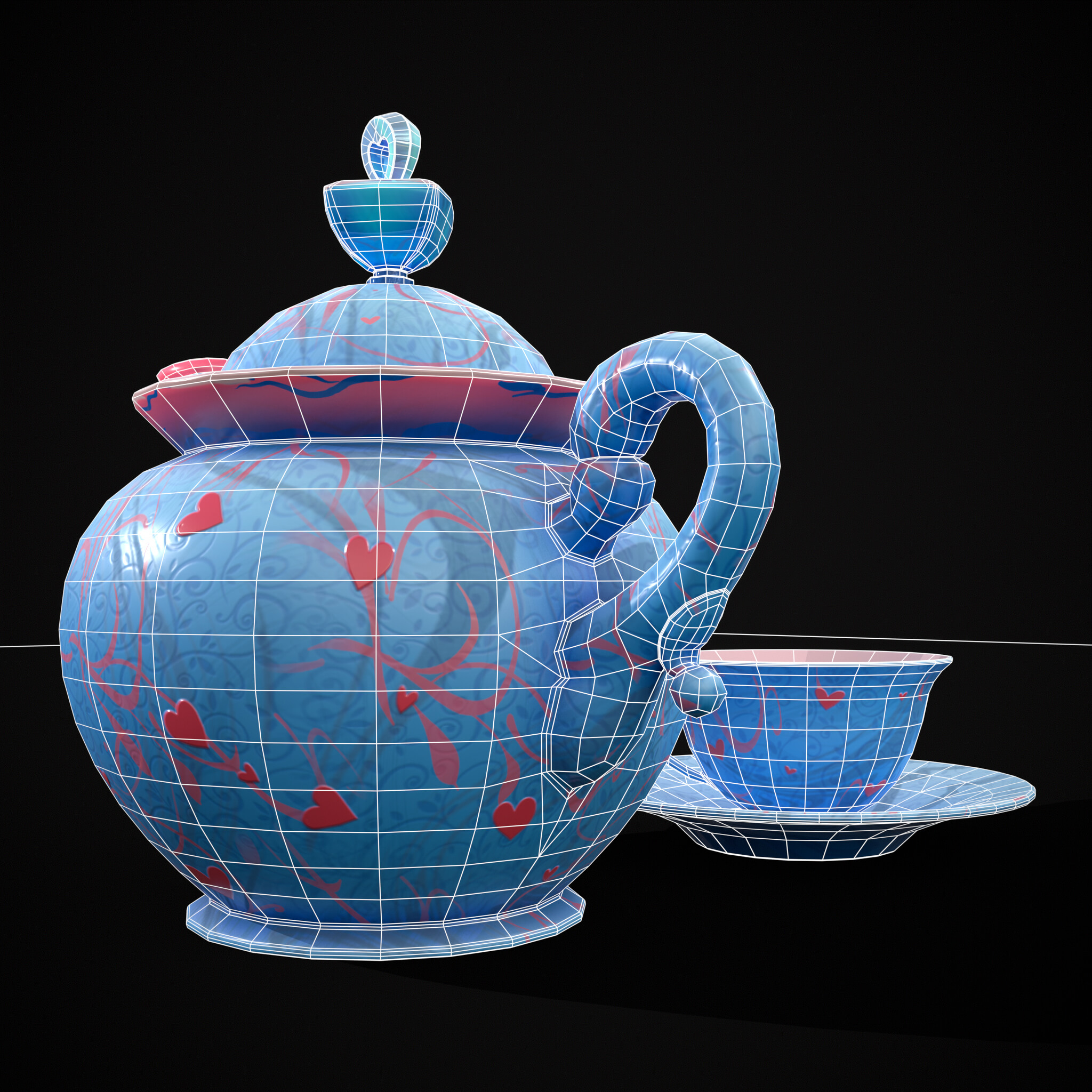 Blue Valentines Tea Set - 3D Model by Get Dead Entertainment