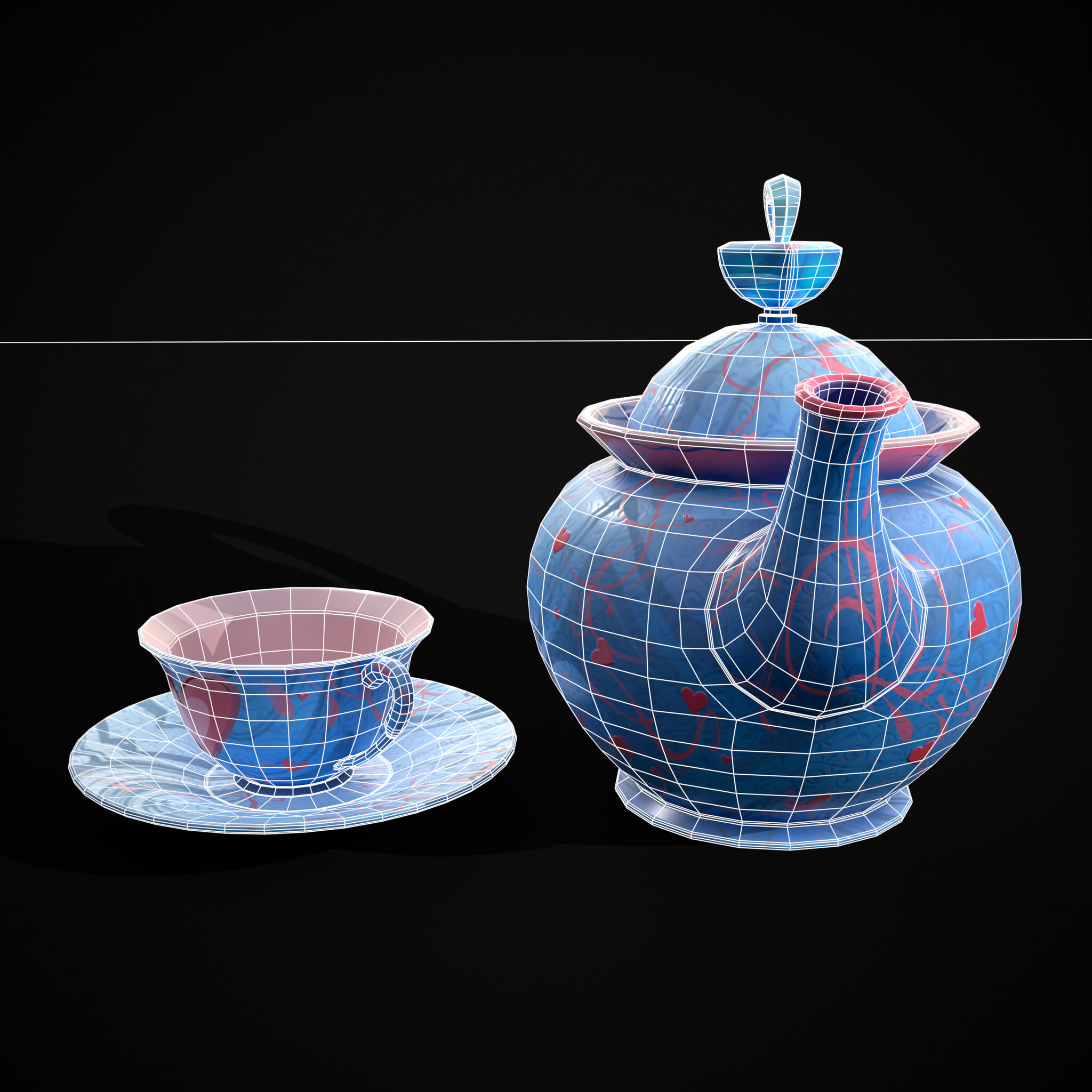 Blue Valentines Tea Set - 3D Model by Get Dead Entertainment