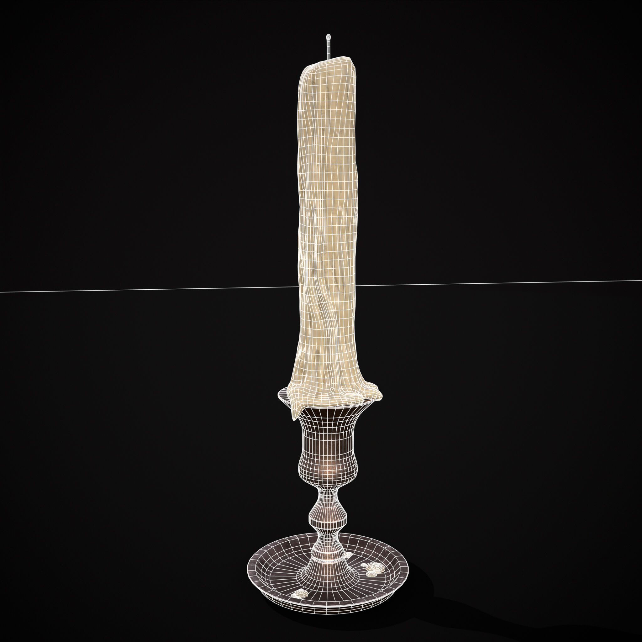 Brass Taper Melted Candle - 3D Model by Get Dead Entertainment