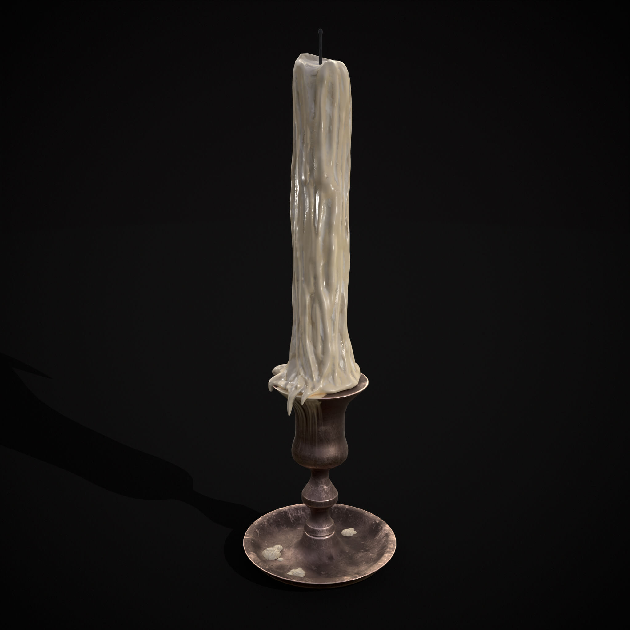 Brass Taper Melted Candle - 3D Model by Get Dead Entertainment