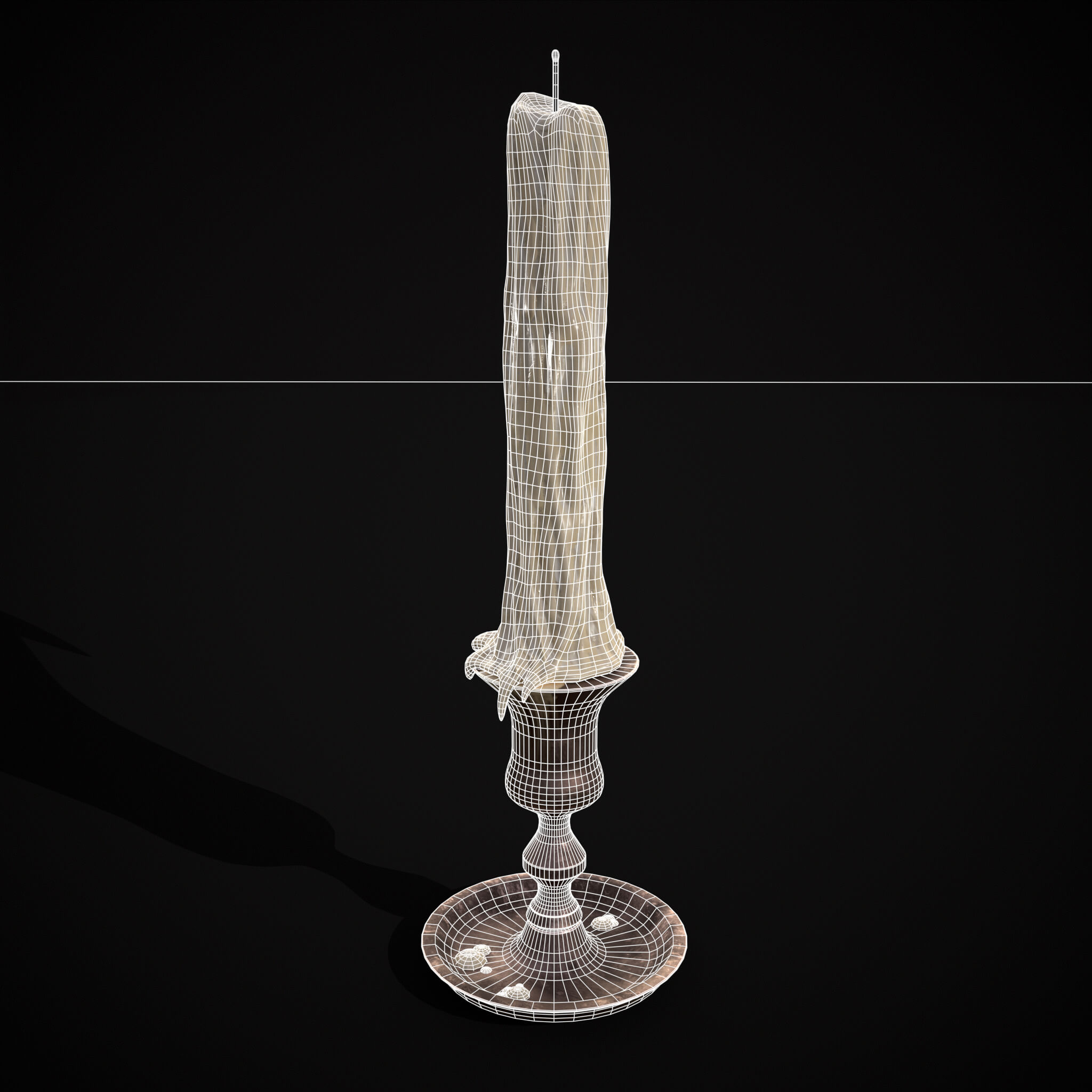 Brass Taper Melted Candle - 3D Model by Get Dead Entertainment