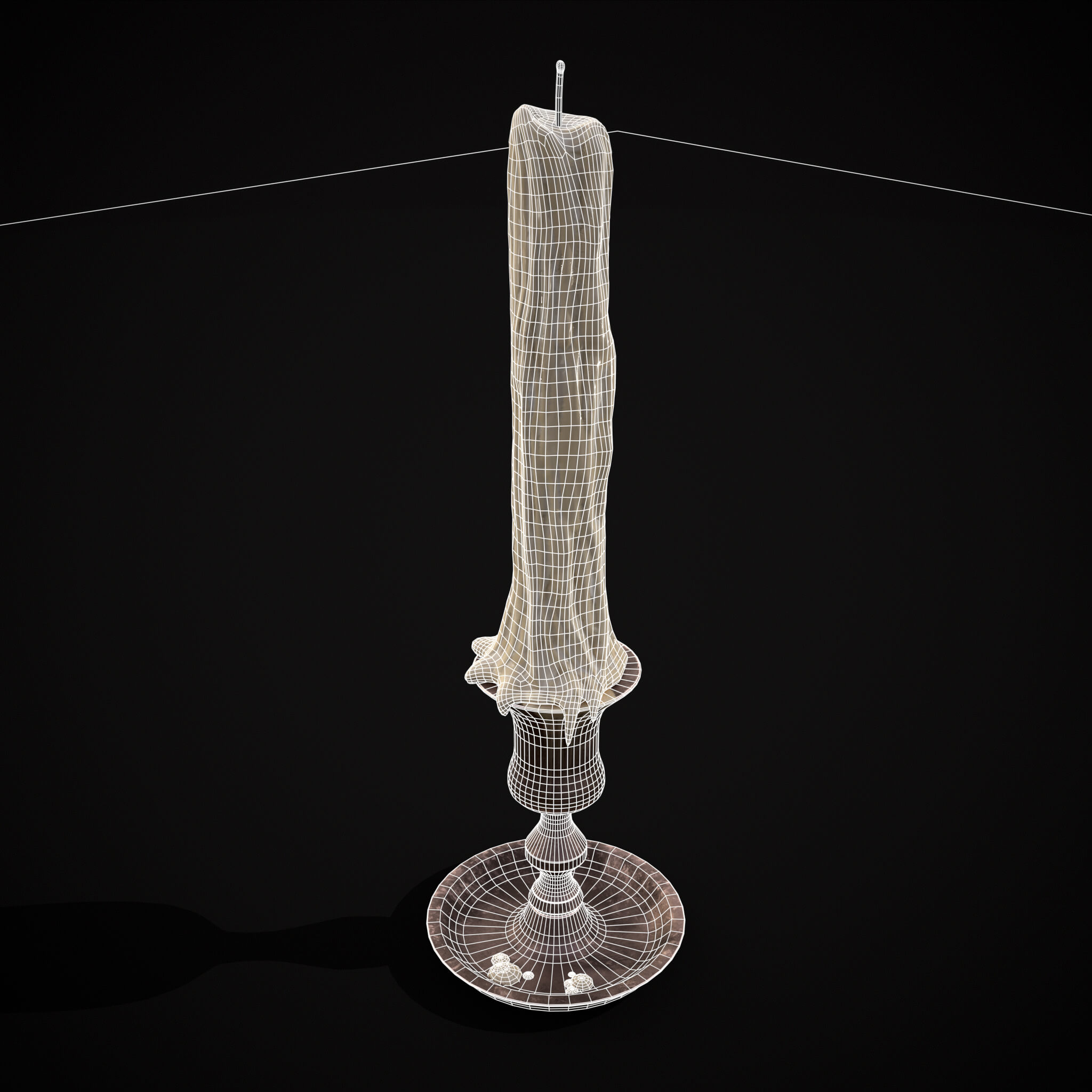 Brass Taper Melted Candle - 3D Model by Get Dead Entertainment