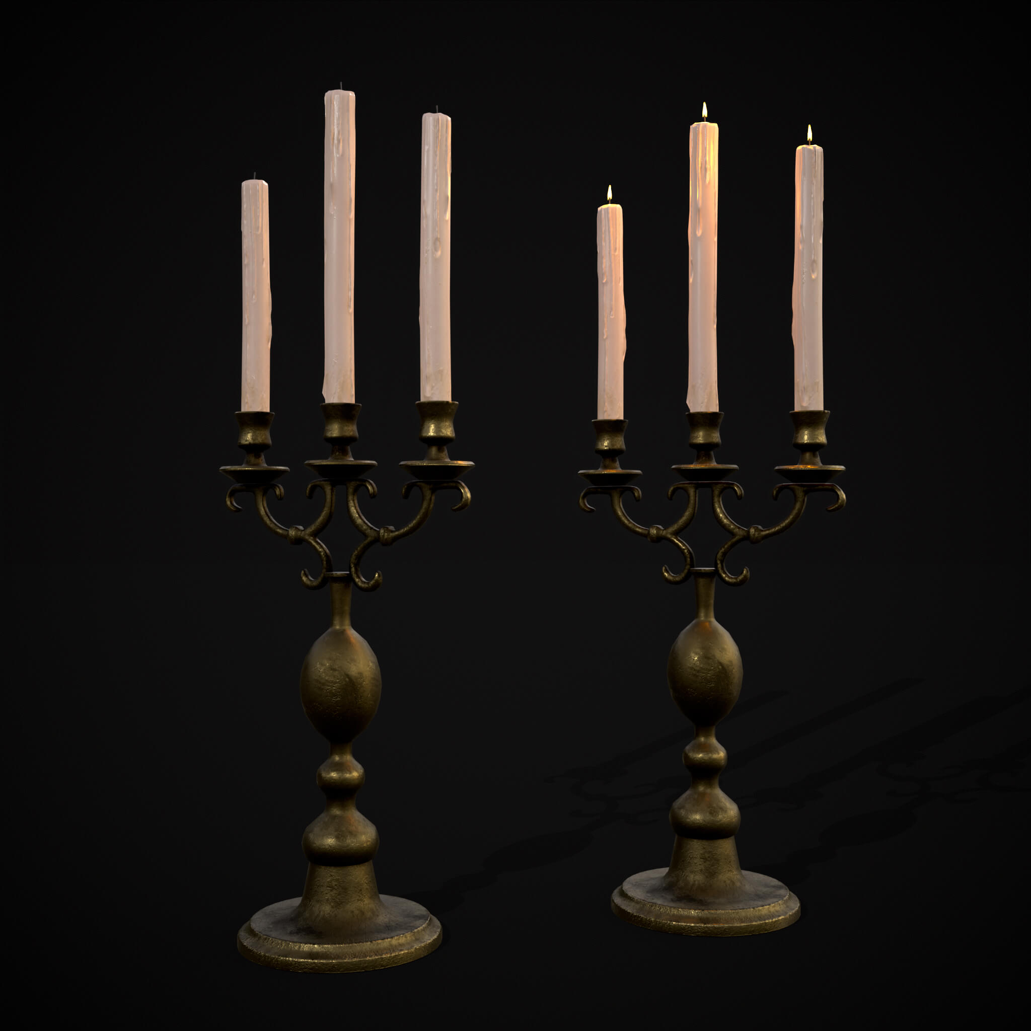 Brass Three Point Candelabra - 3D Model by Get Dead Entertainment