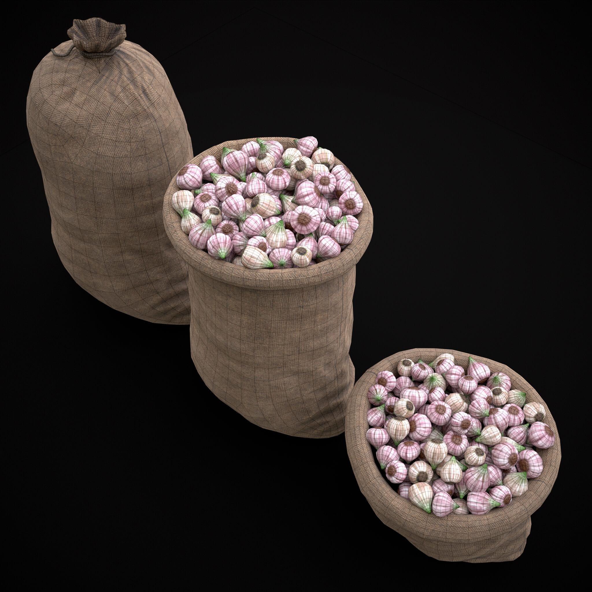 Burlap Sacks of Garlic - 3D Model by Get Dead Entertainment