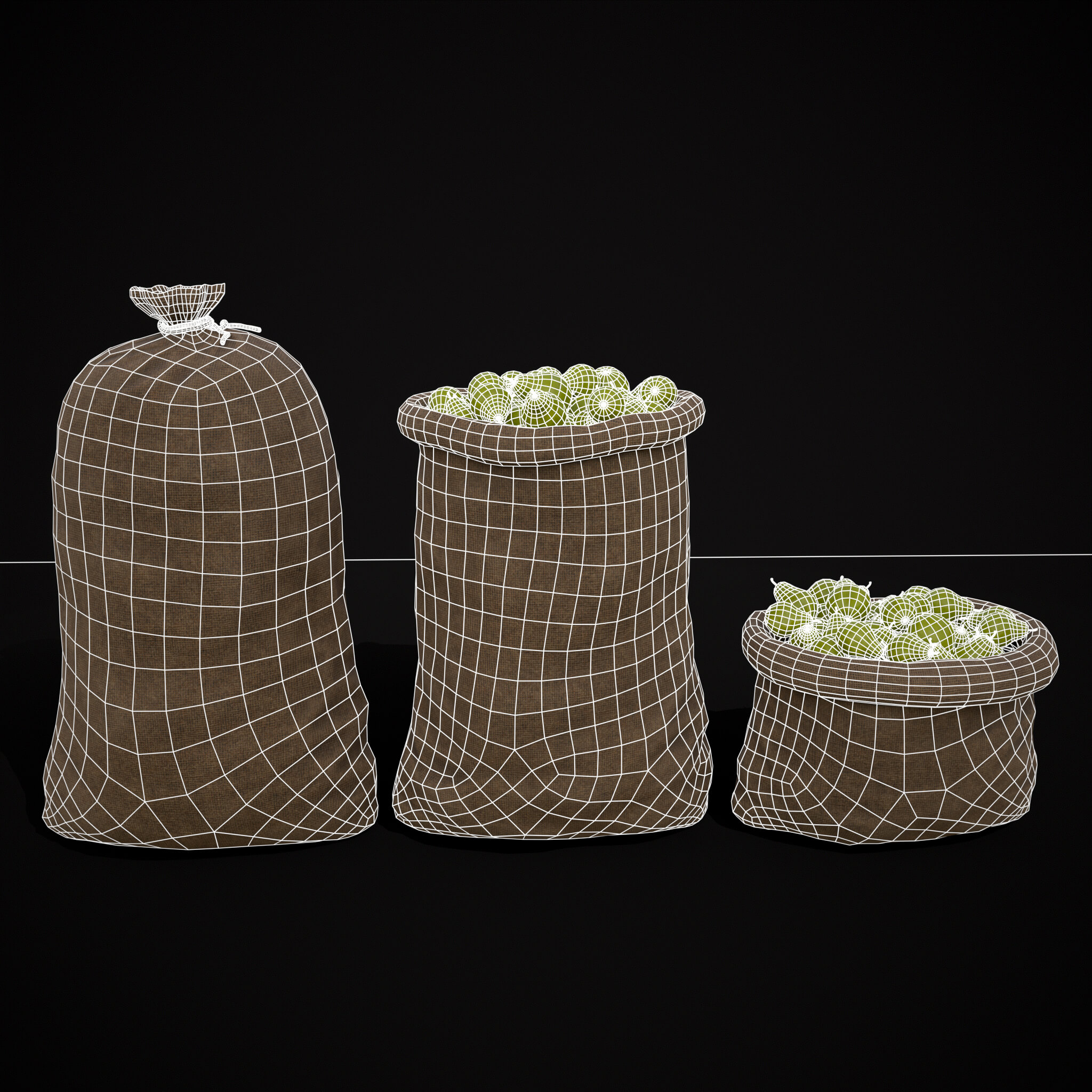Burlap Sacks of Pears - 3D Model by Get Dead Entertainment