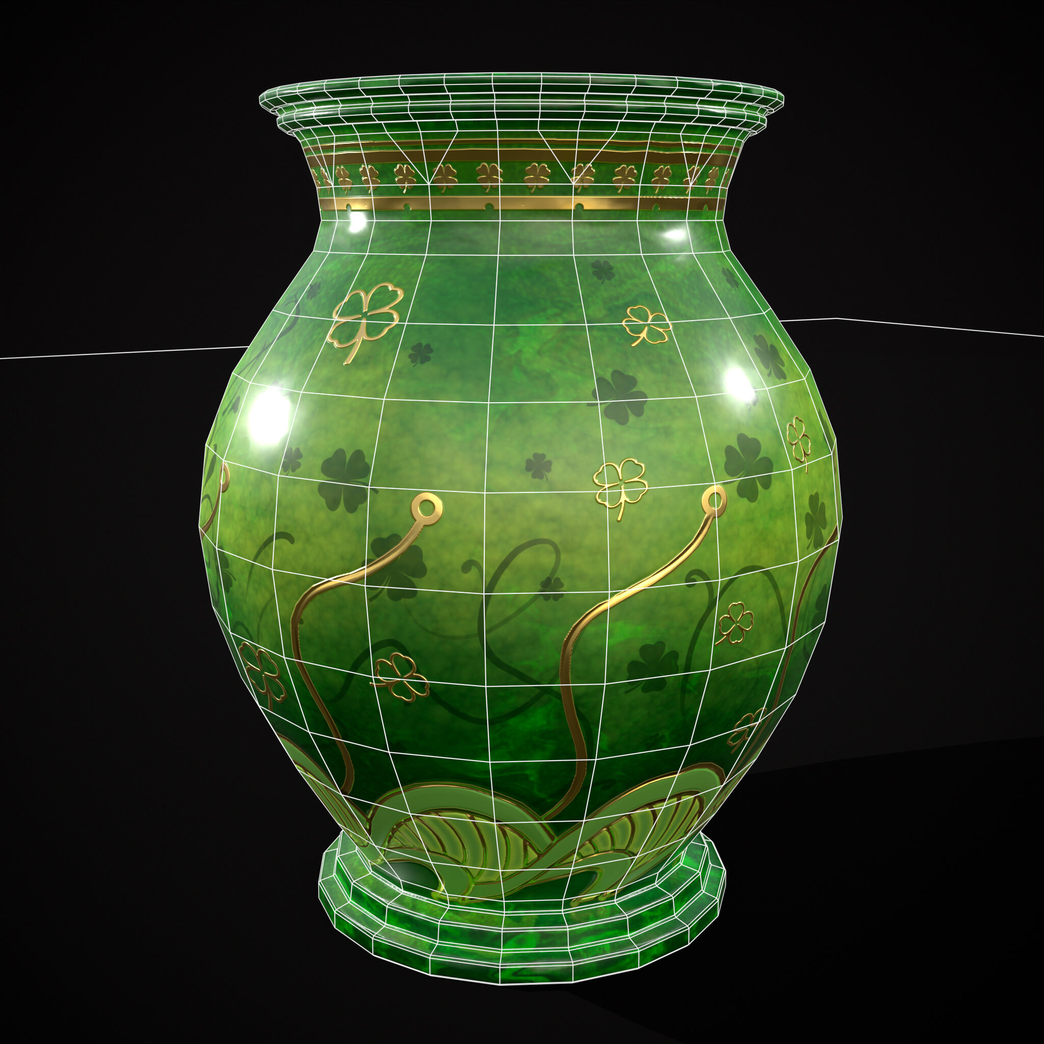 Carved Painted Green Pot - 3D Model by Get Dead Entertainment