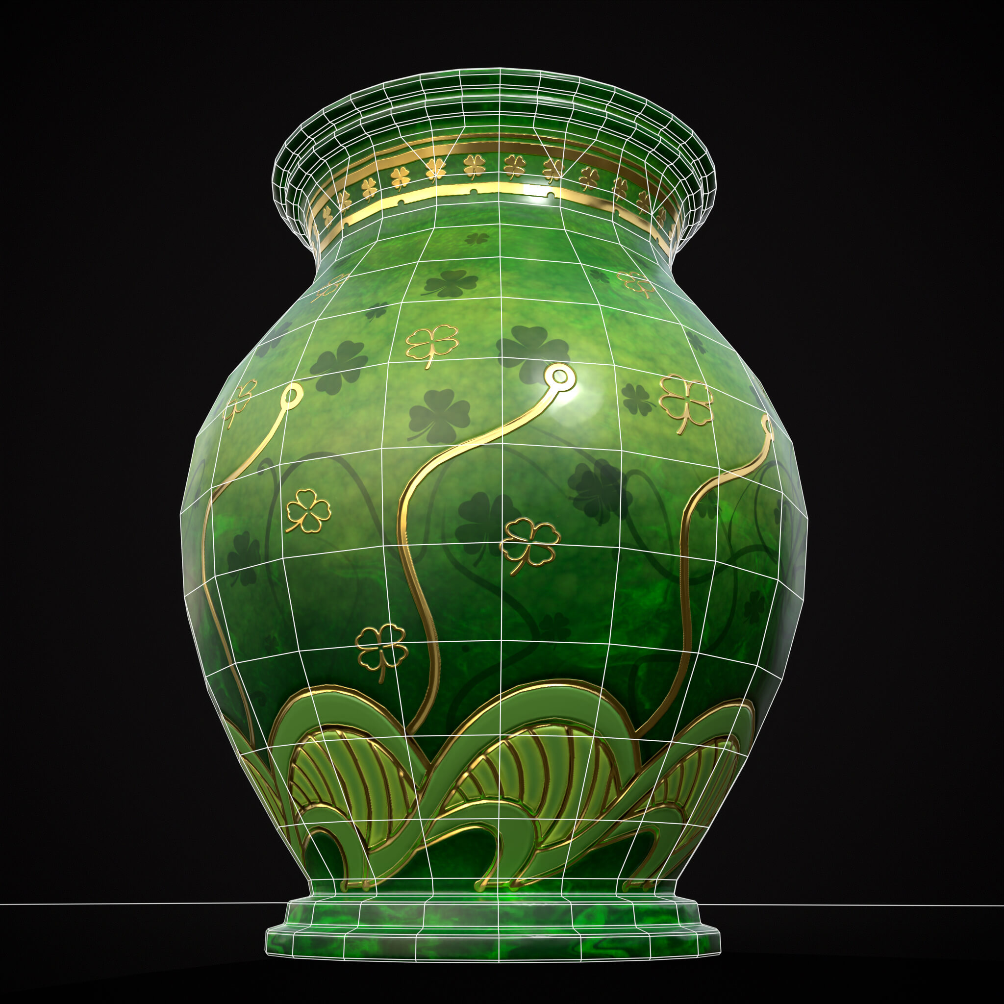 Carved Painted Green Pot - 3D Model by Get Dead Entertainment