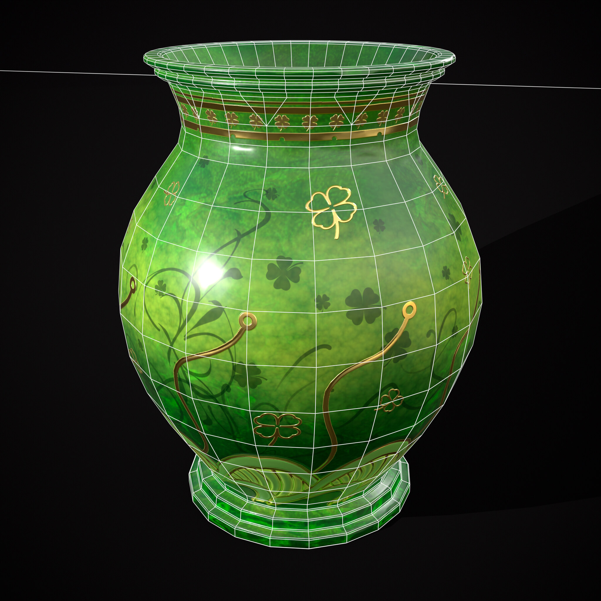 Carved Painted Green Pot - 3D Model by Get Dead Entertainment