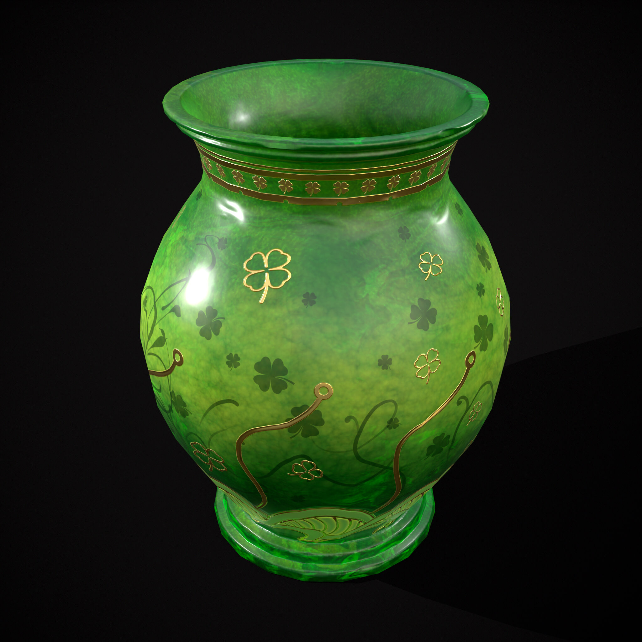 Carved Painted Green Pot - 3D Model by Get Dead Entertainment