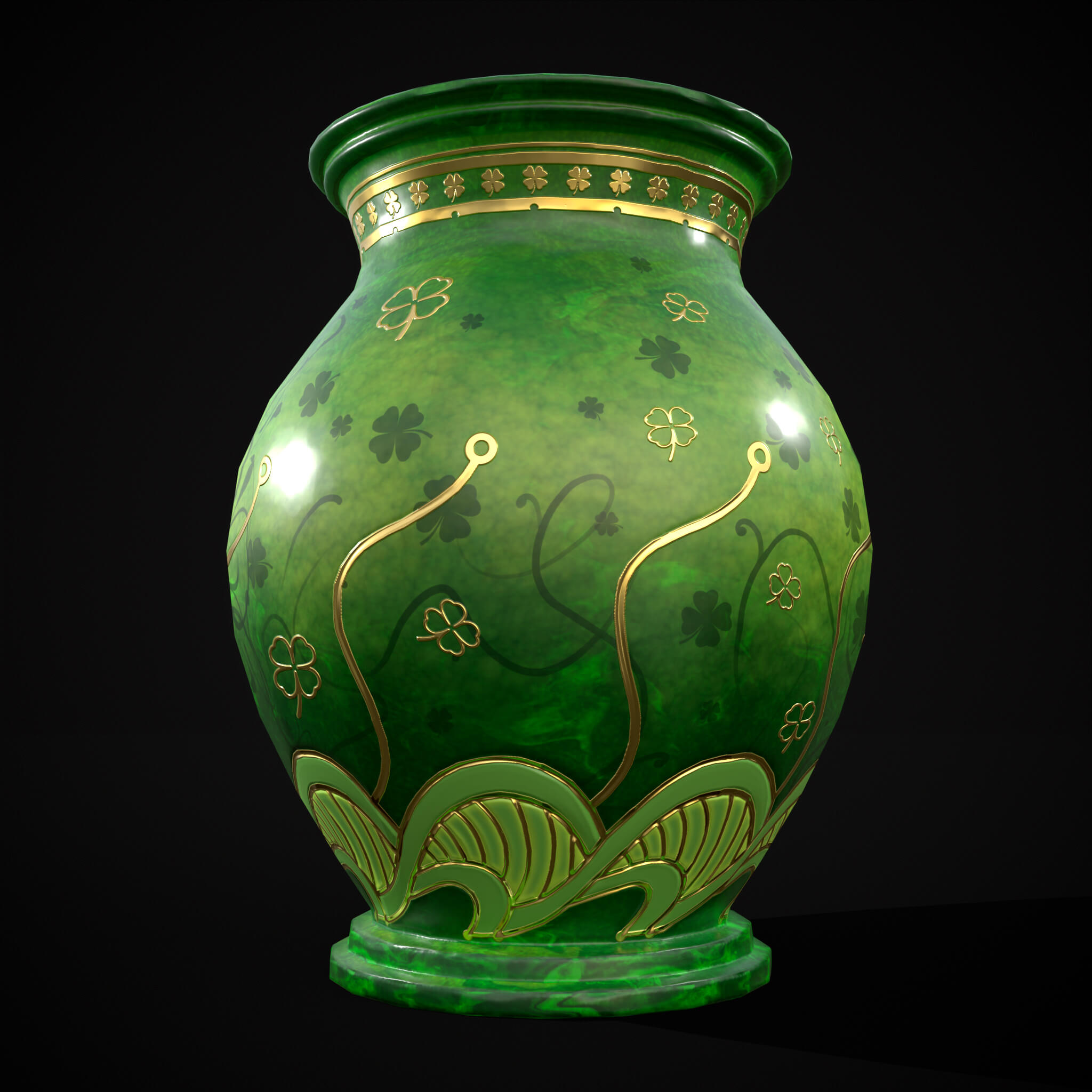 Carved Painted Green Pot - 3D Model by Get Dead Entertainment