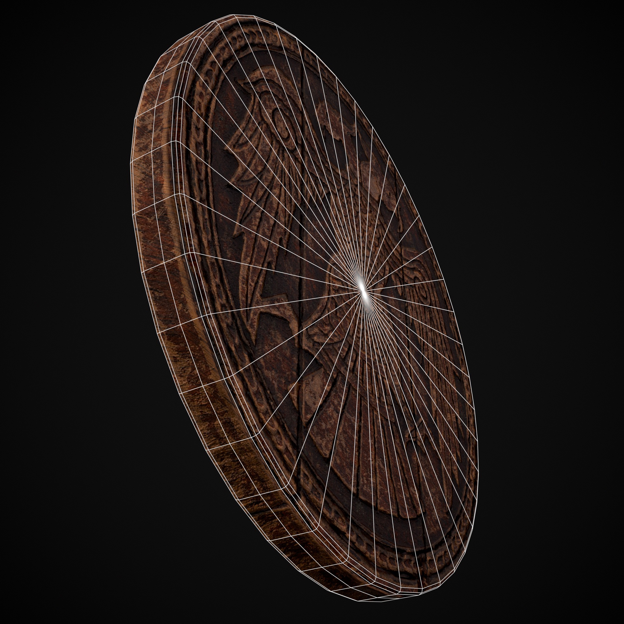 Carved Round Wooden Phoenix Shield - 3D Model by Get Dead Entertainment