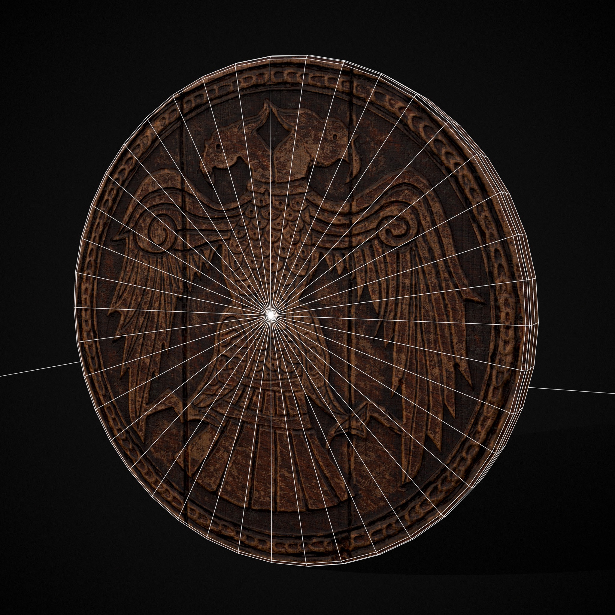 Carved Round Wooden Phoenix Shield - 3D Model by Get Dead Entertainment
