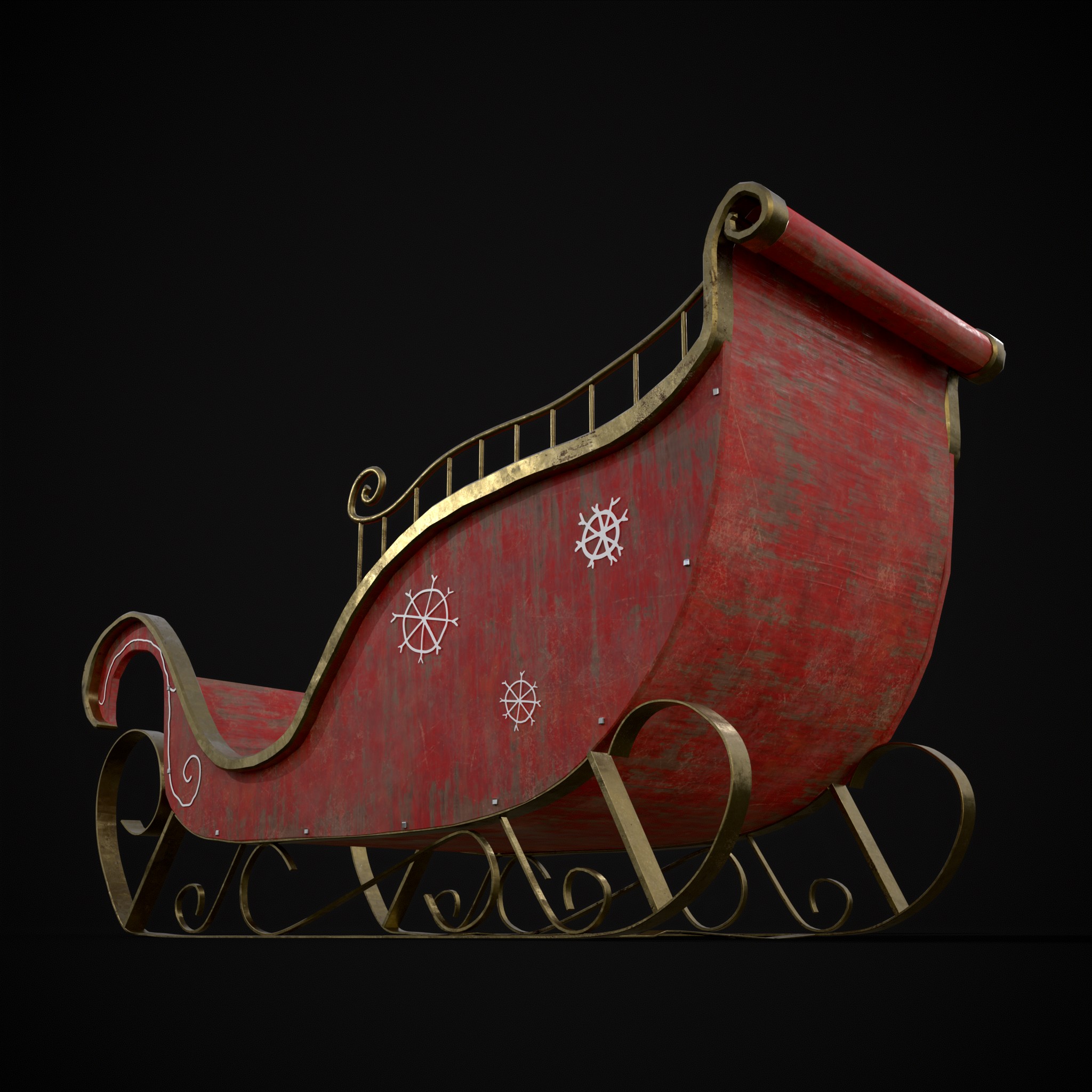 Childrens Red Winter Sleigh - 3D Model by Get Dead Entertainment