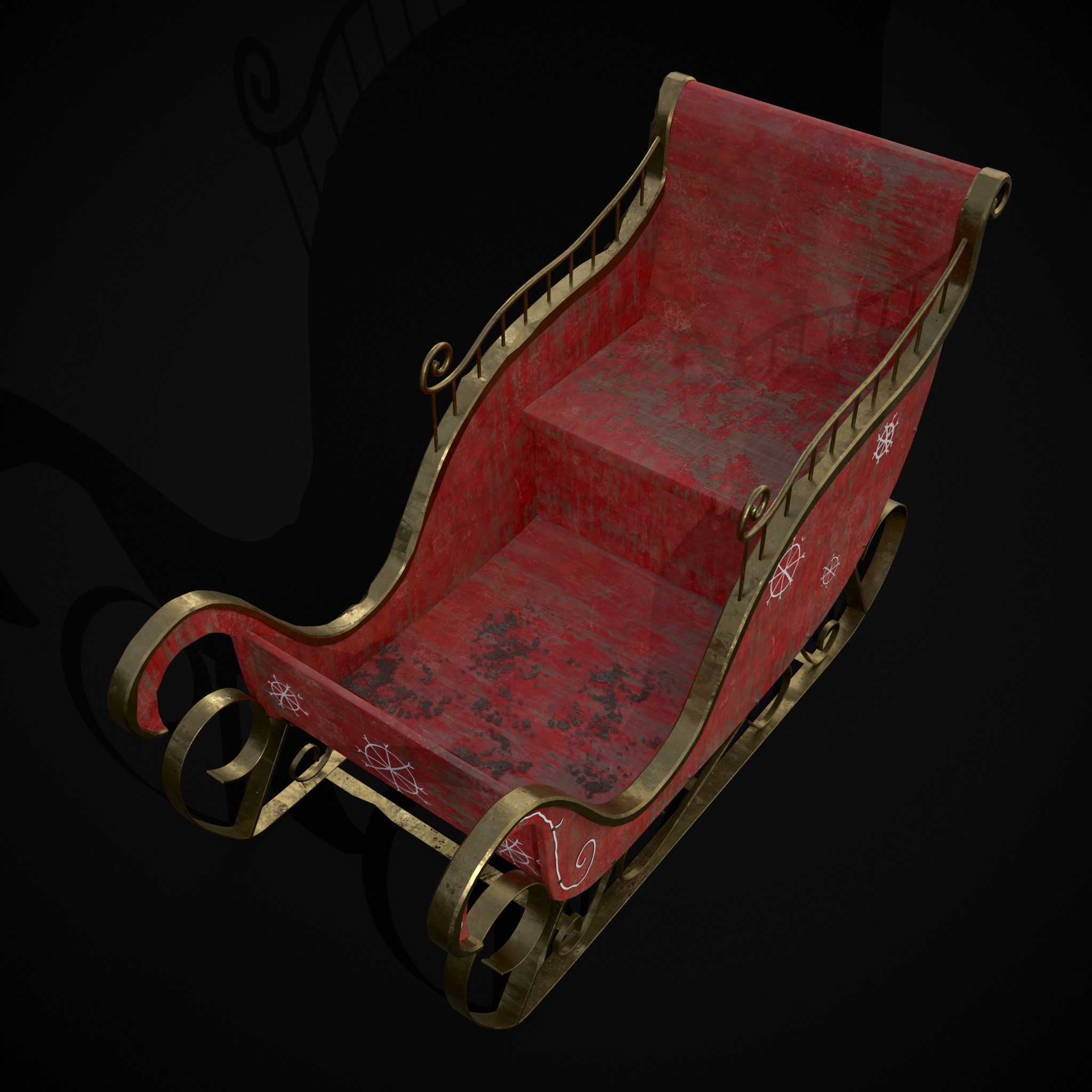 Childrens Red Winter Sleigh - 3D Model by Get Dead Entertainment