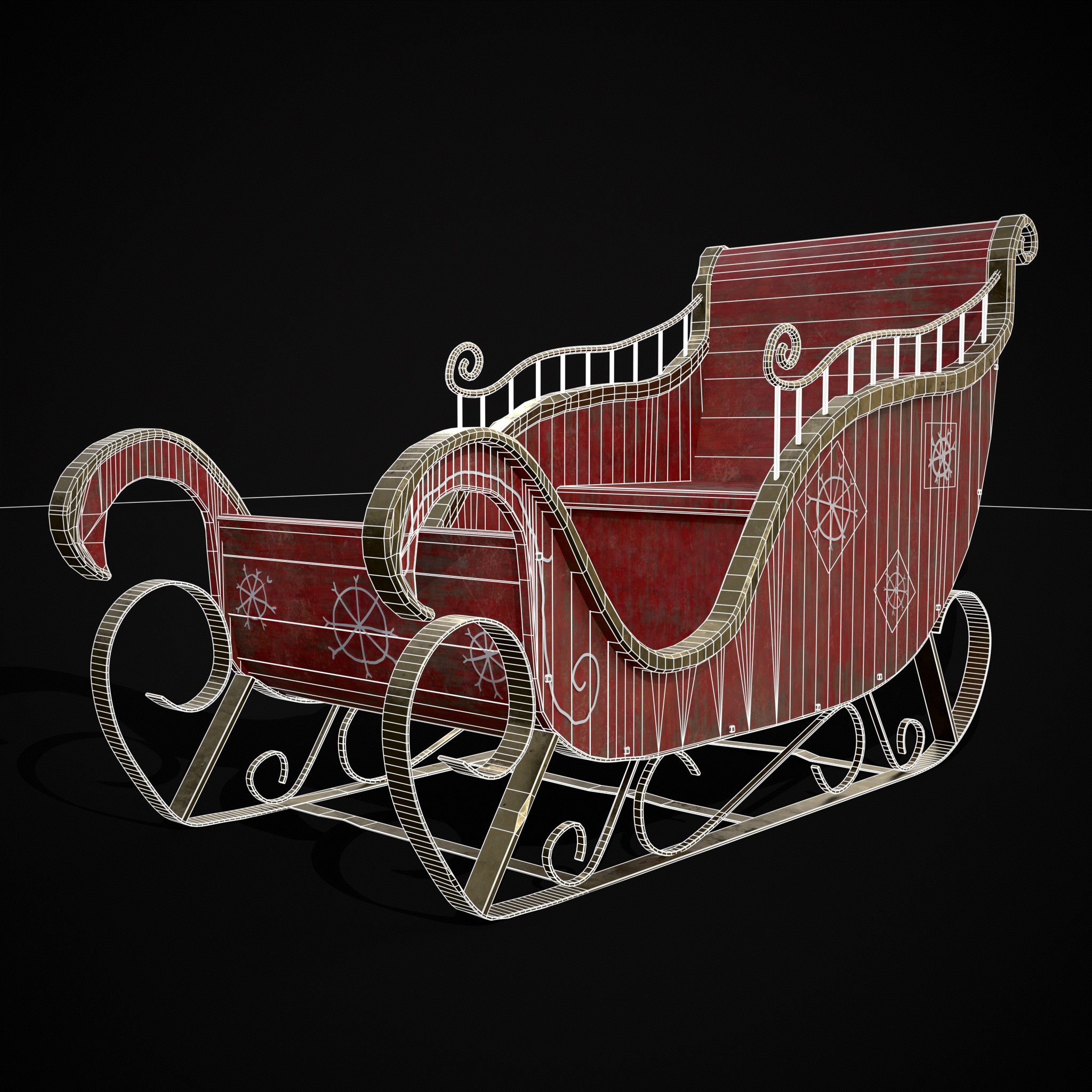 Childrens Red Winter Sleigh - 3D Model by Get Dead Entertainment