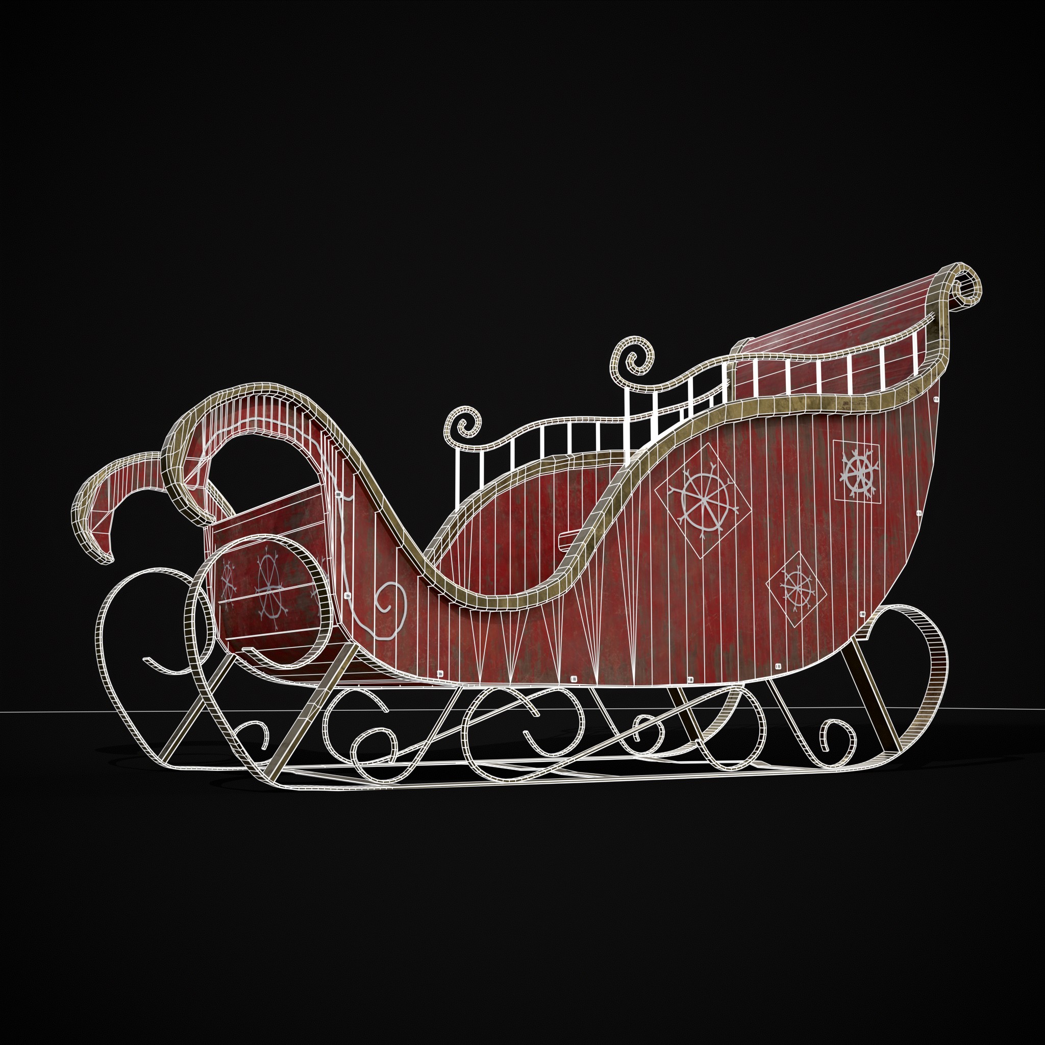 Childrens Red Winter Sleigh - 3D Model by Get Dead Entertainment