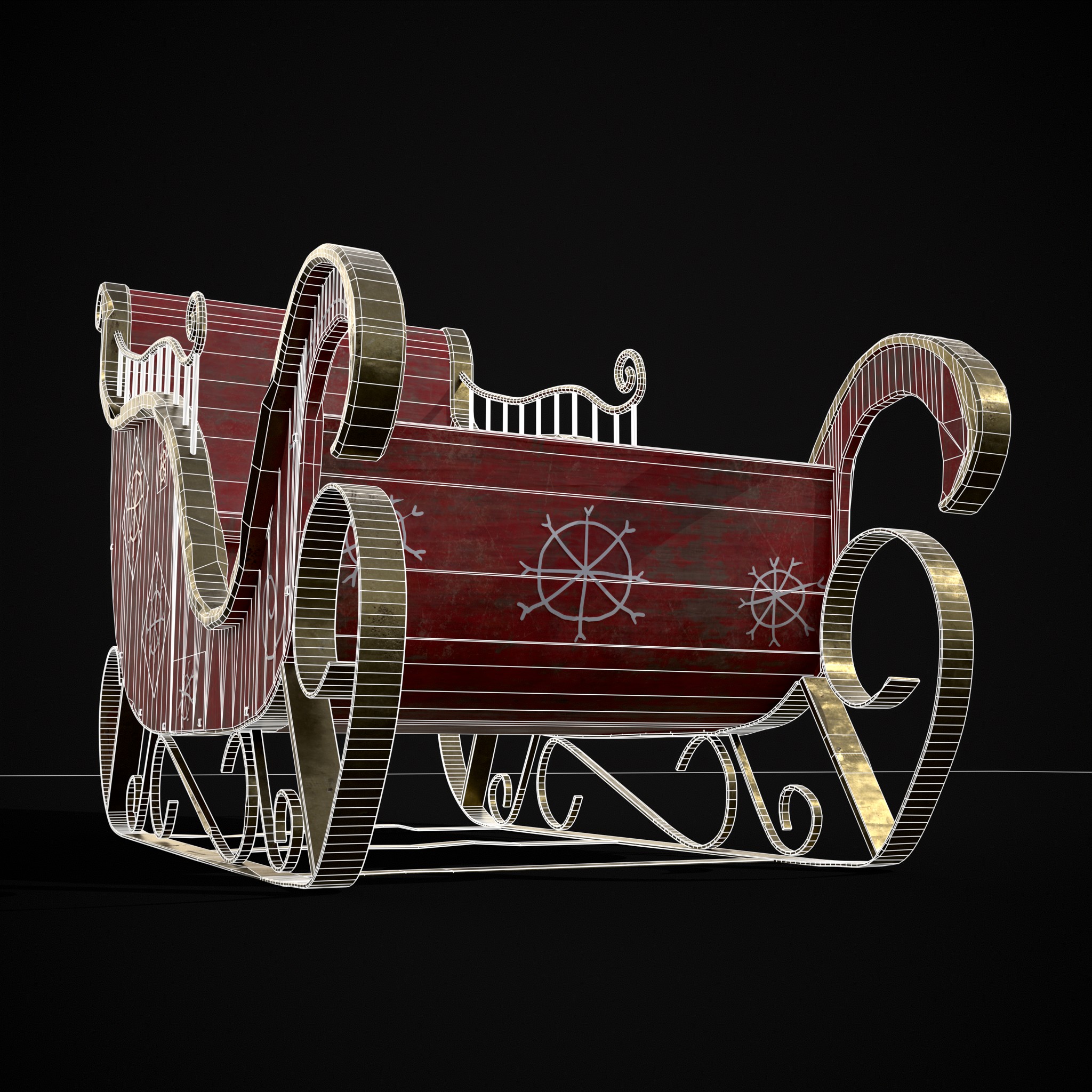 Childrens Red Winter Sleigh - 3D Model by Get Dead Entertainment