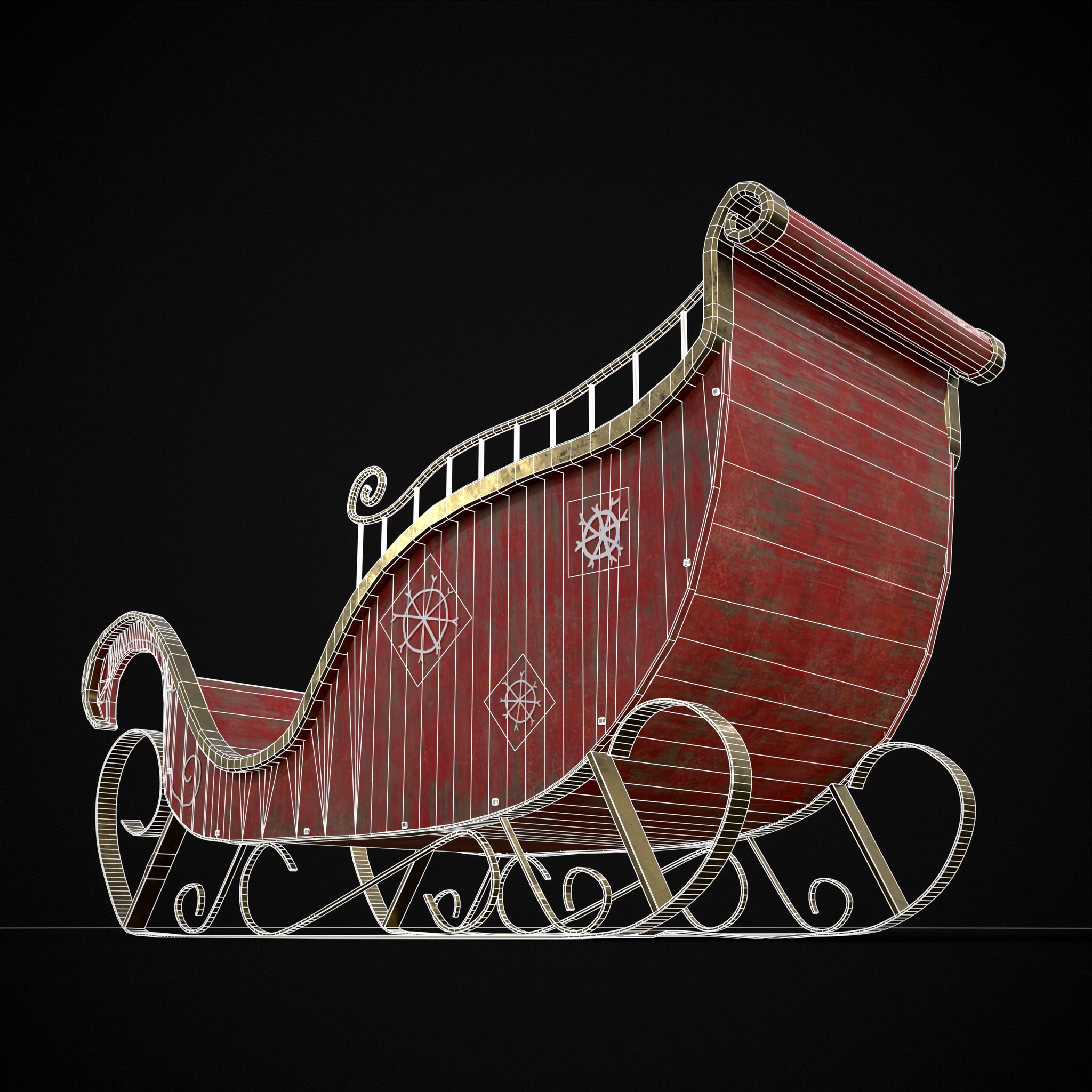 Childrens Red Winter Sleigh - 3D Model by Get Dead Entertainment
