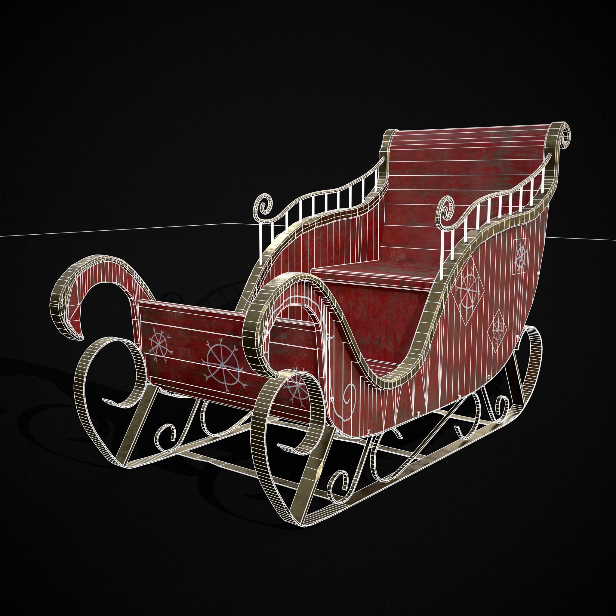Childrens Red Winter Sleigh - 3D Model by Get Dead Entertainment