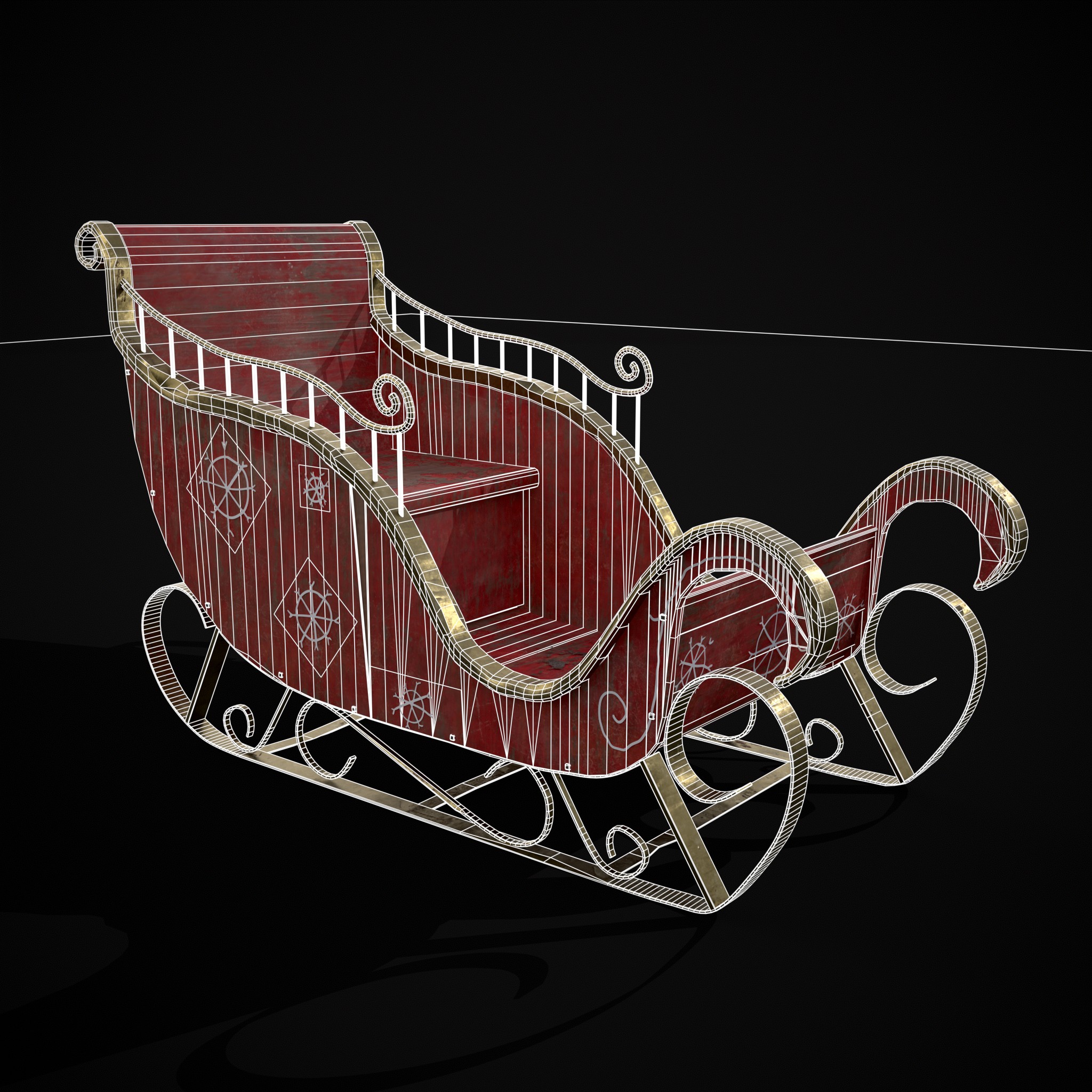 Childrens Red Winter Sleigh - 3D Model by Get Dead Entertainment