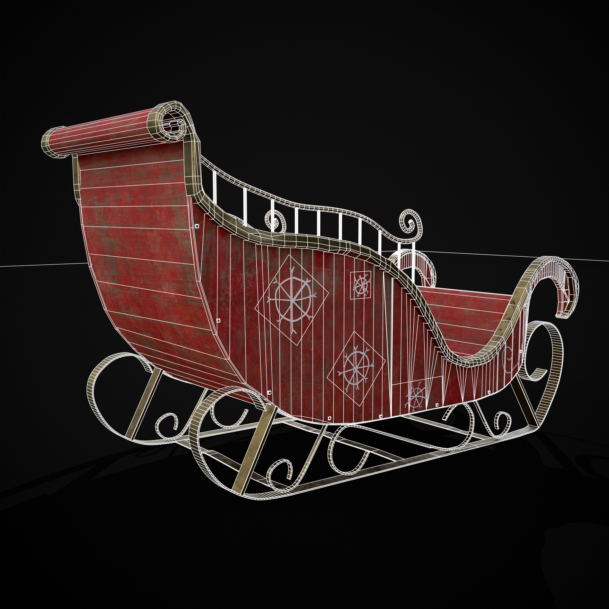 Childrens Red Winter Sleigh - 3D Model by Get Dead Entertainment