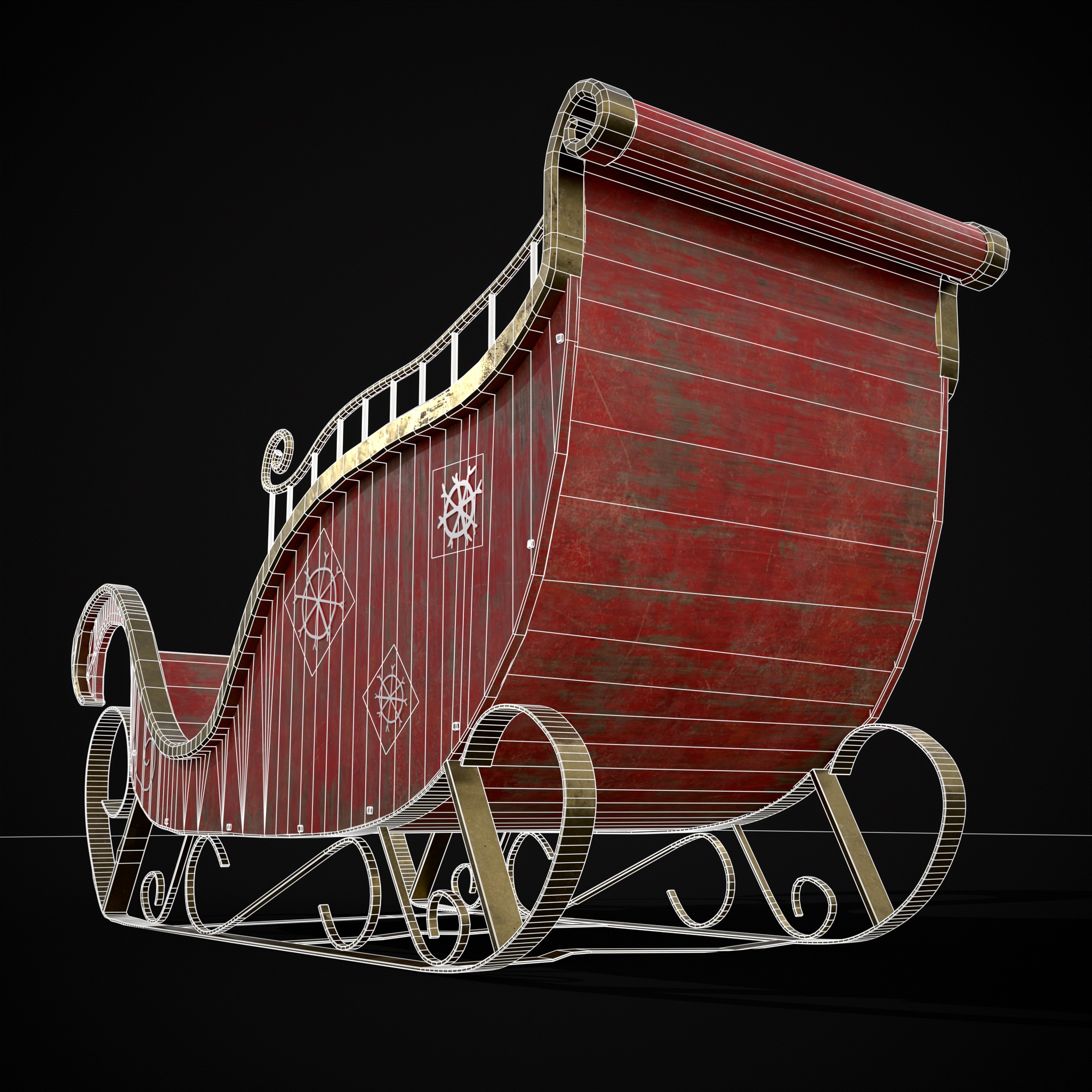 Childrens Red Winter Sleigh - 3D Model by Get Dead Entertainment
