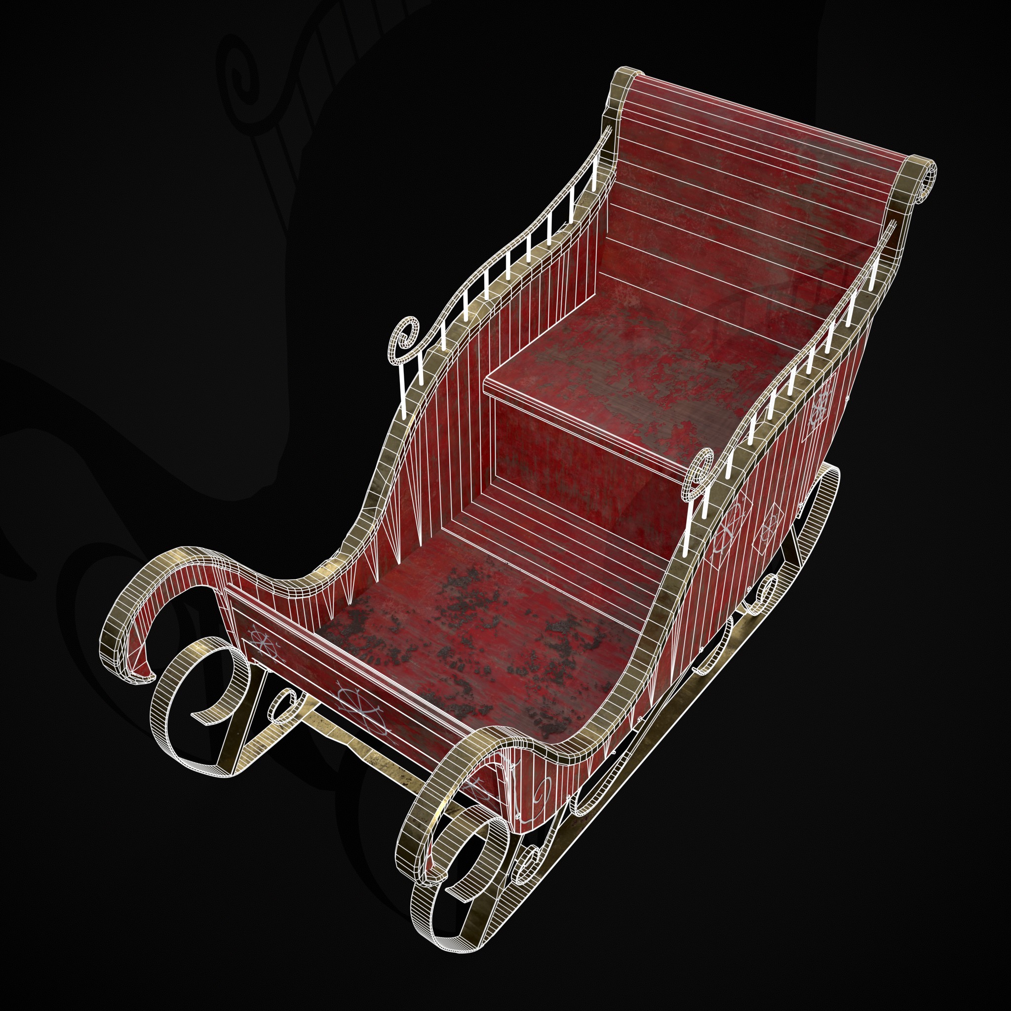 Childrens Red Winter Sleigh - 3D Model by Get Dead Entertainment