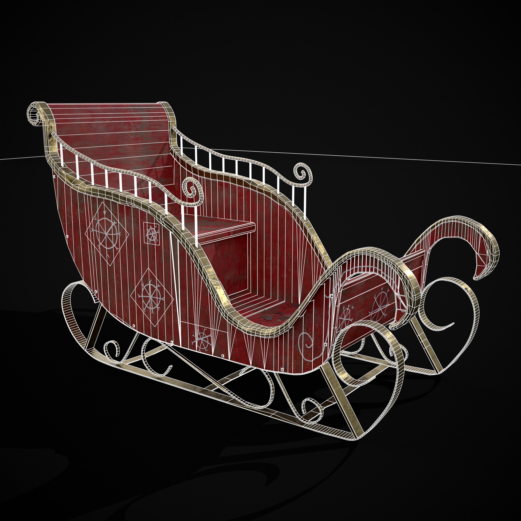 Childrens Red Winter Sleigh - 3D Model by Get Dead Entertainment