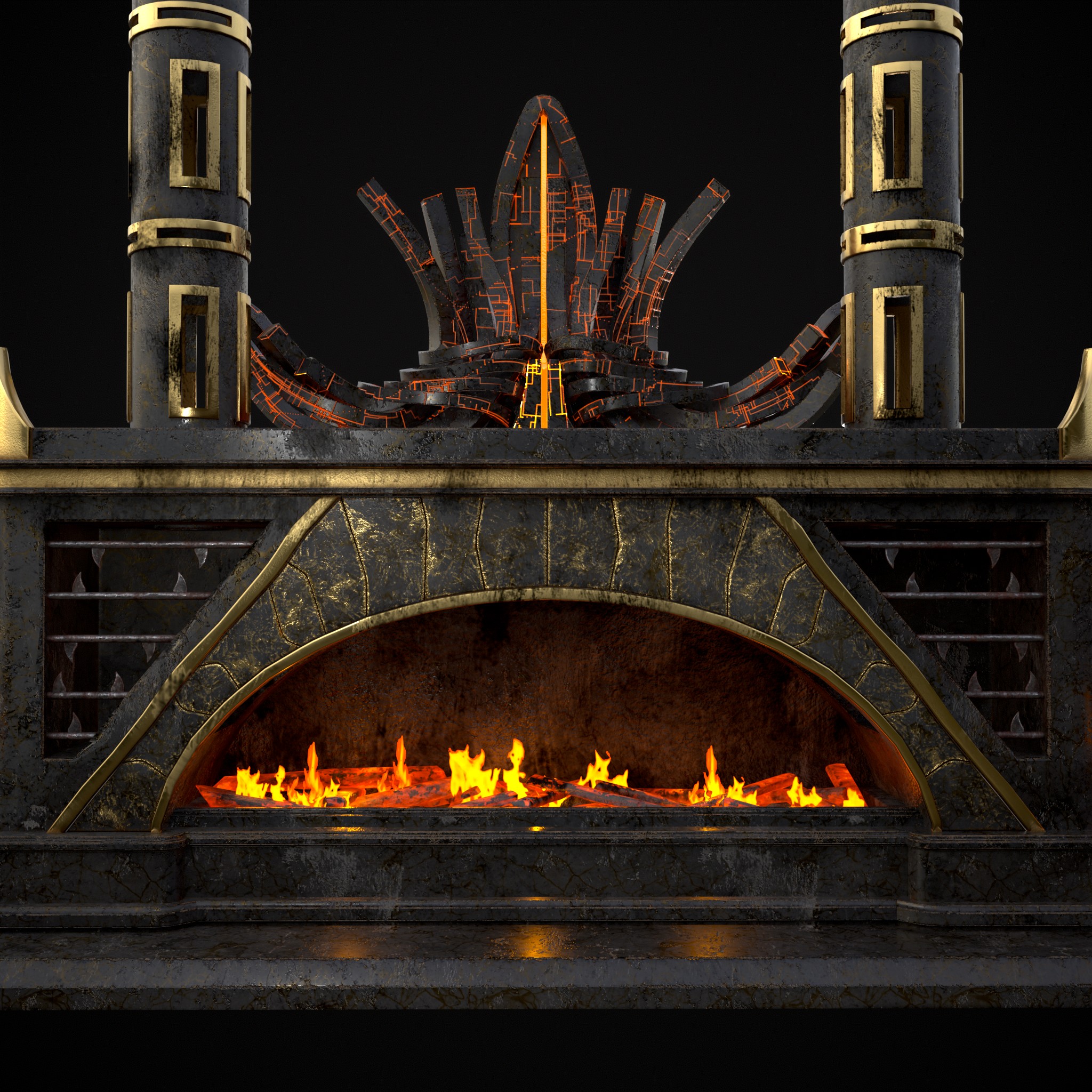 Dark Sci-Fi Fire Pit 3D Model by Get Dead Entertainment