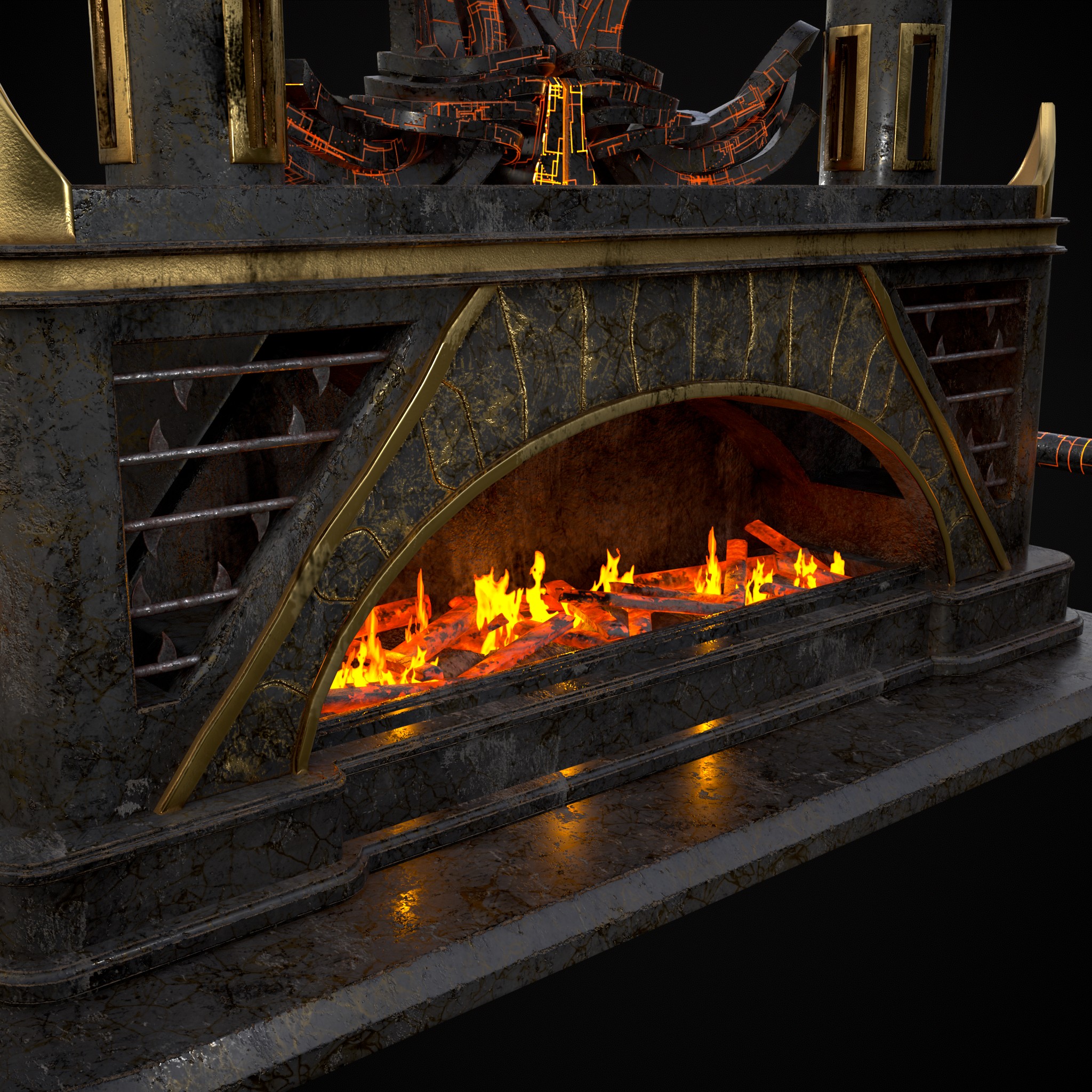 Dark Sci-Fi Fire Pit 3D Model by Get Dead Entertainment