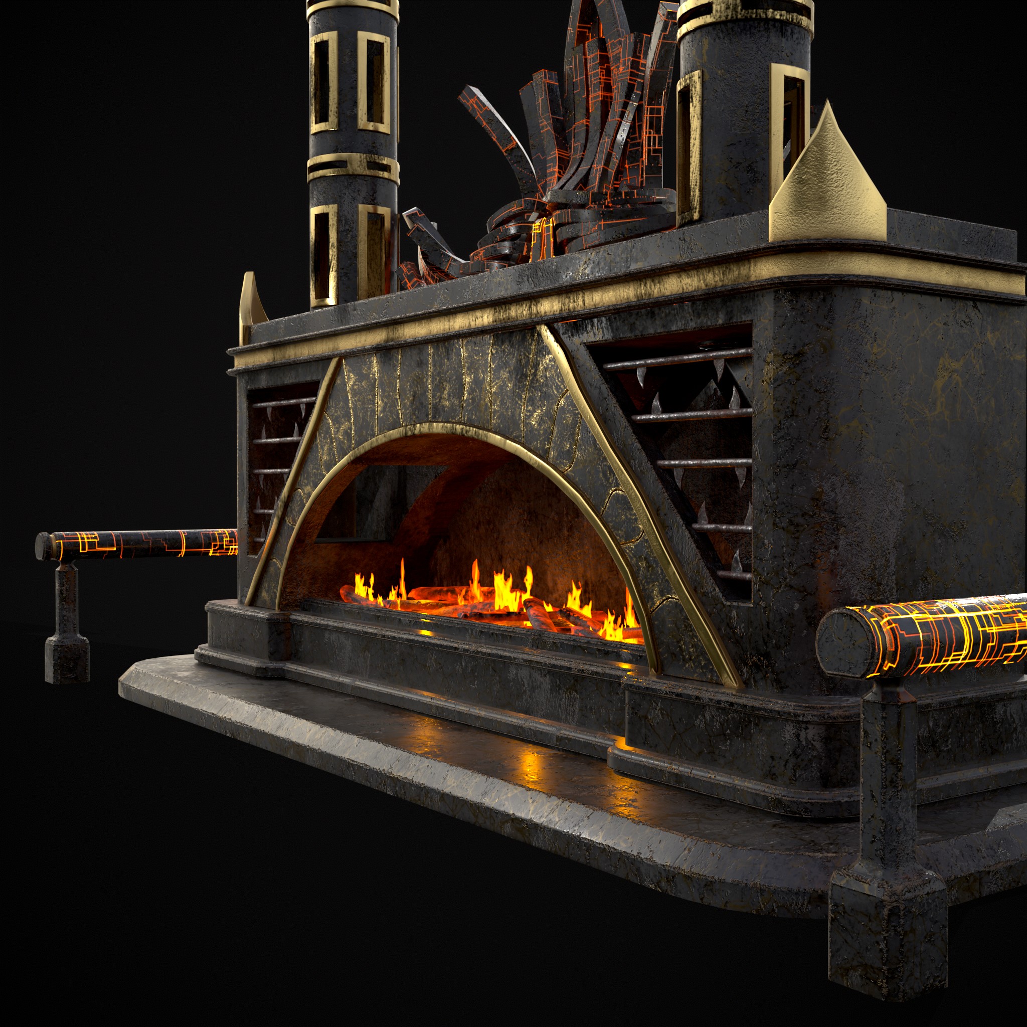 Dark Sci-Fi Fire Pit 3D Model by Get Dead Entertainment