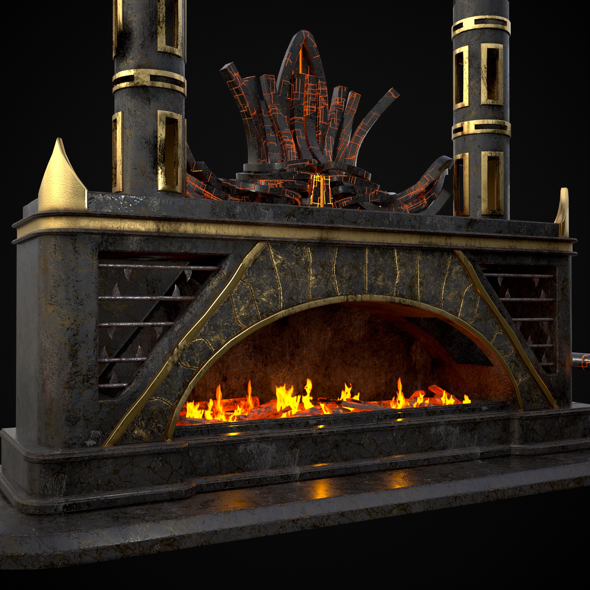 Dark Sci-Fi Fire Pit 3D Model by Get Dead Entertainment