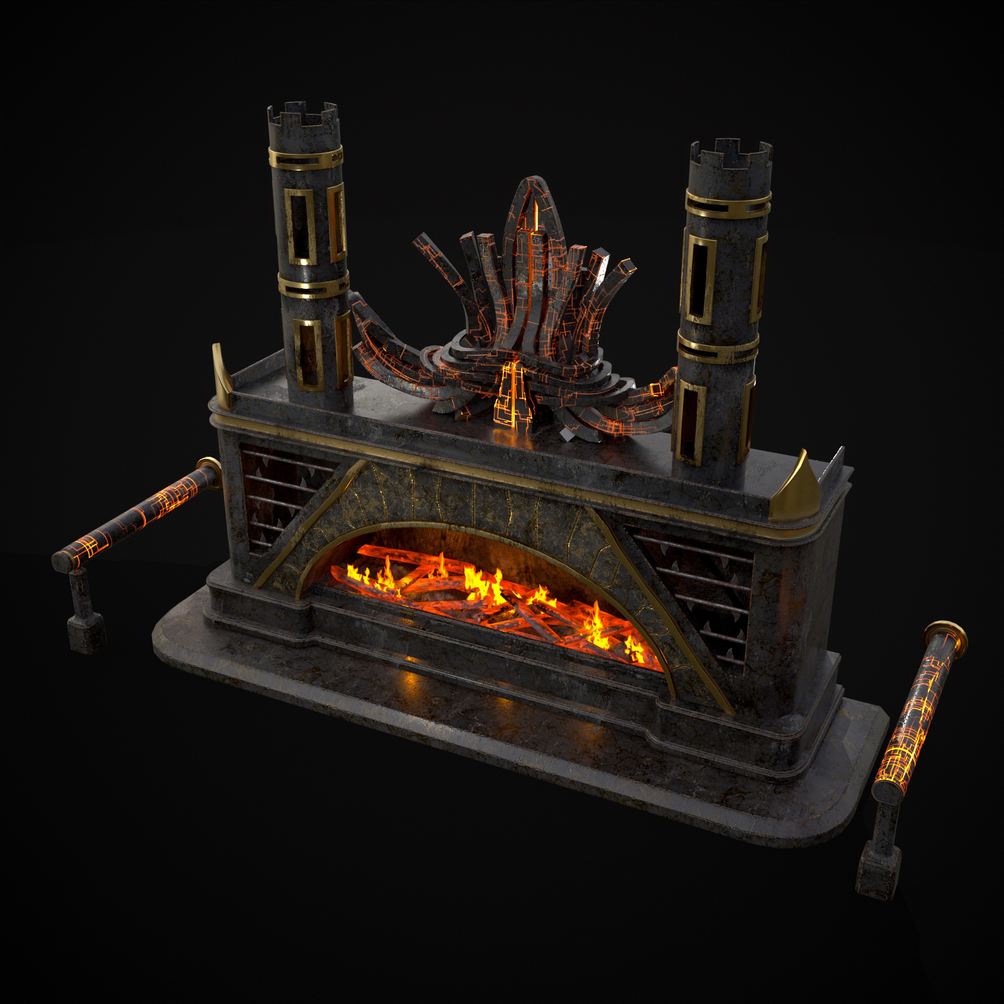Dark Sci-Fi Fire Pit 3D Model by Get Dead Entertainment