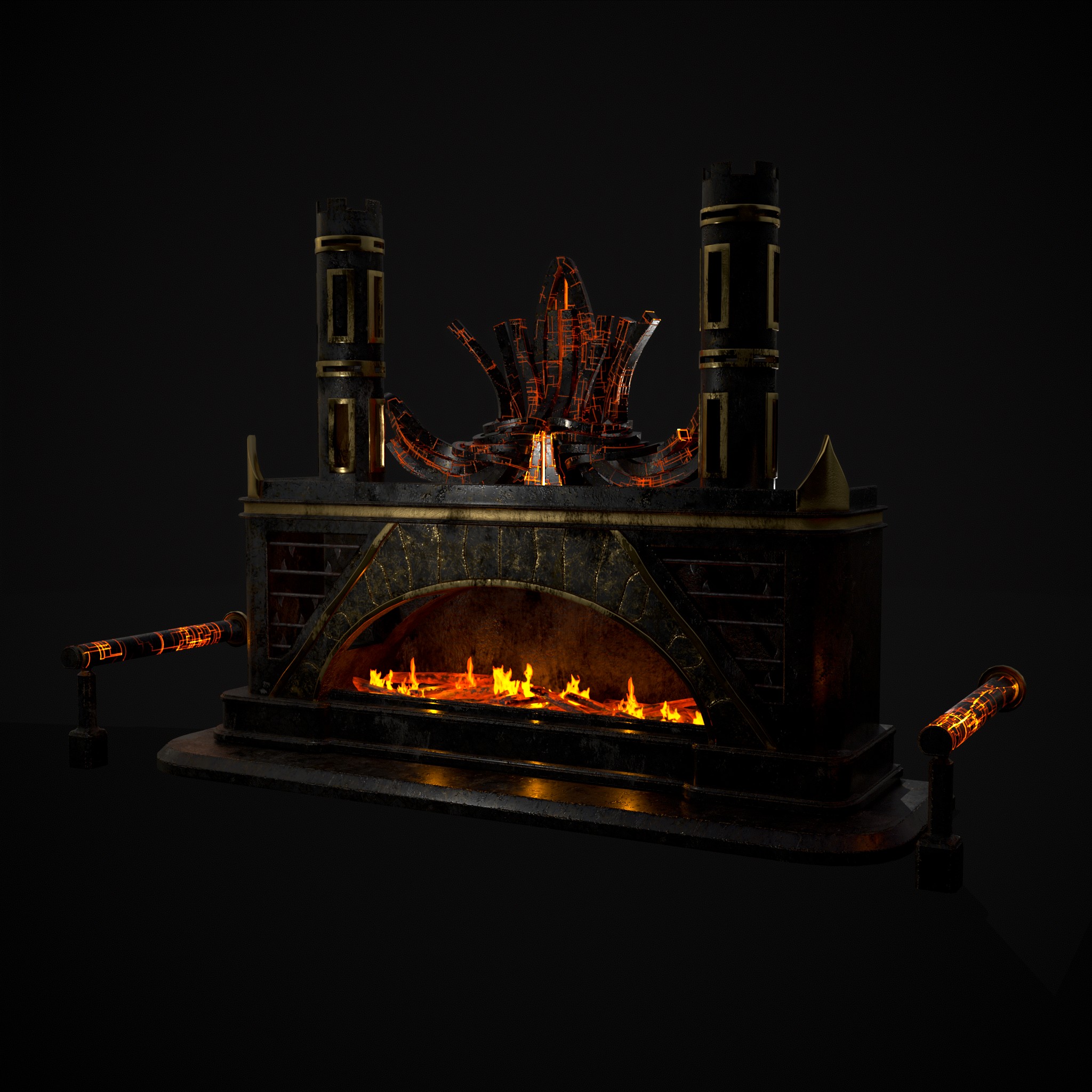 Dark Sci-Fi Fire Pit 3D Model by Get Dead Entertainment