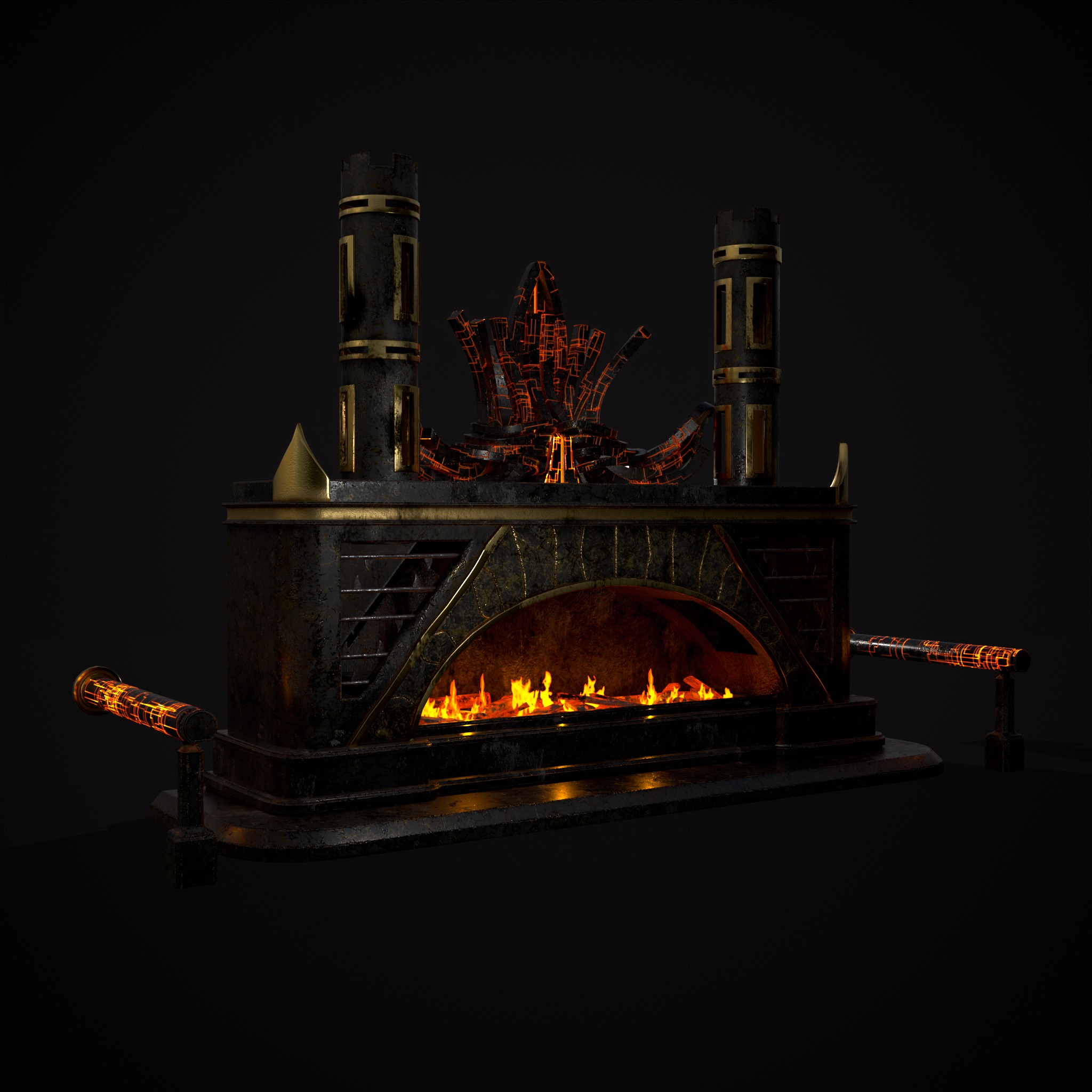 Dark Sci-Fi Fire Pit 3D Model by Get Dead Entertainment