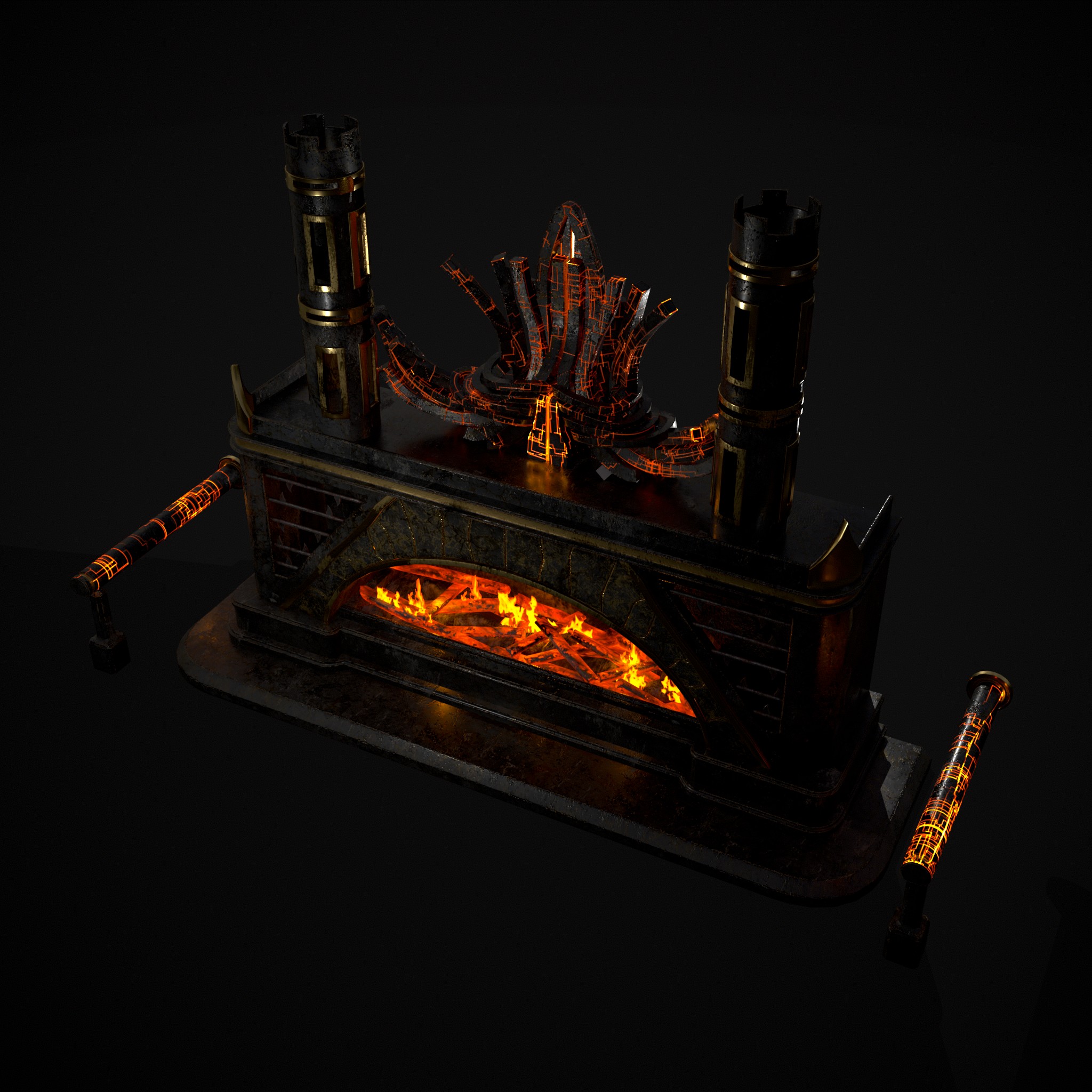Dark Sci-Fi Fire Pit 3D Model by Get Dead Entertainment