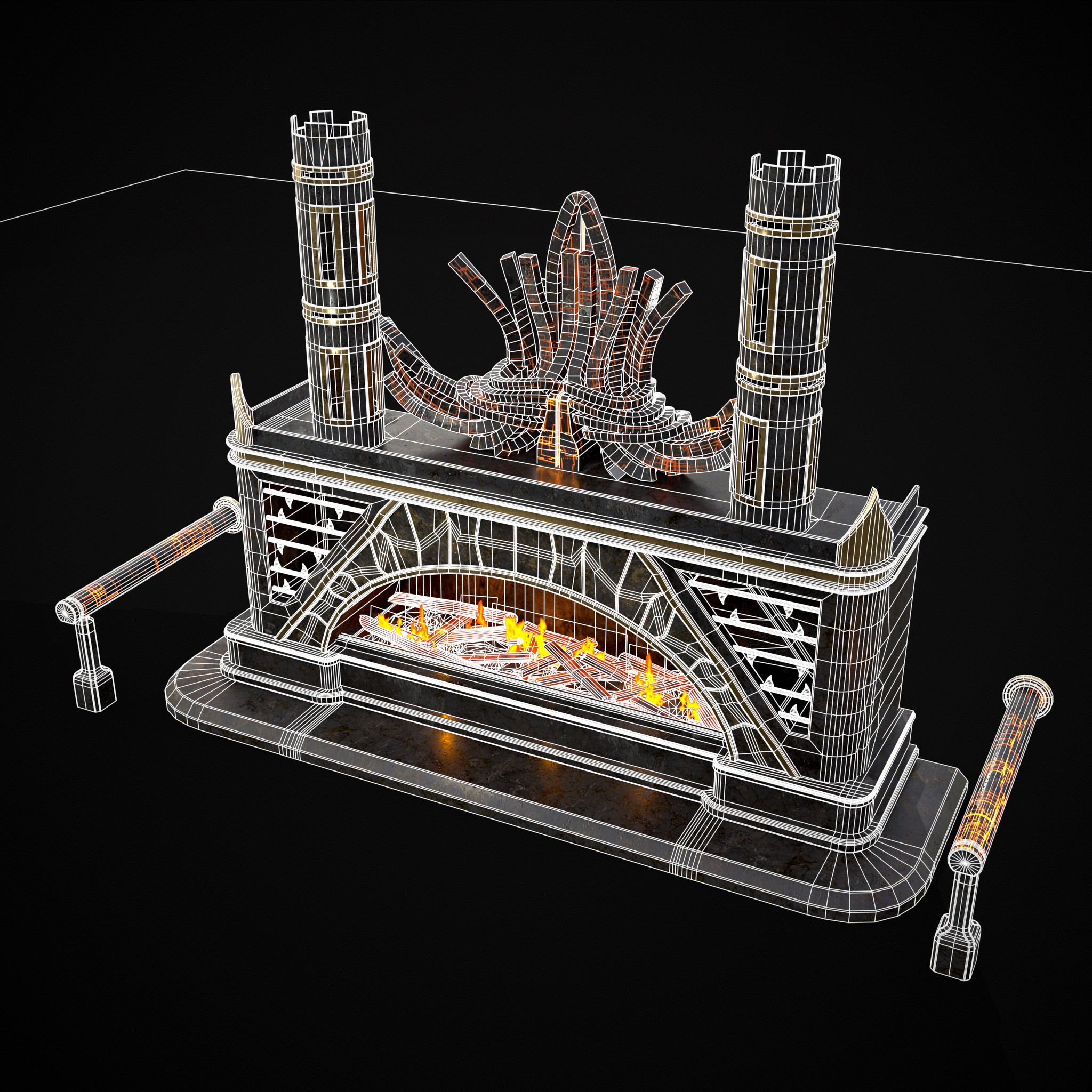 Dark Sci-Fi Fire Pit 3D Model by Get Dead Entertainment